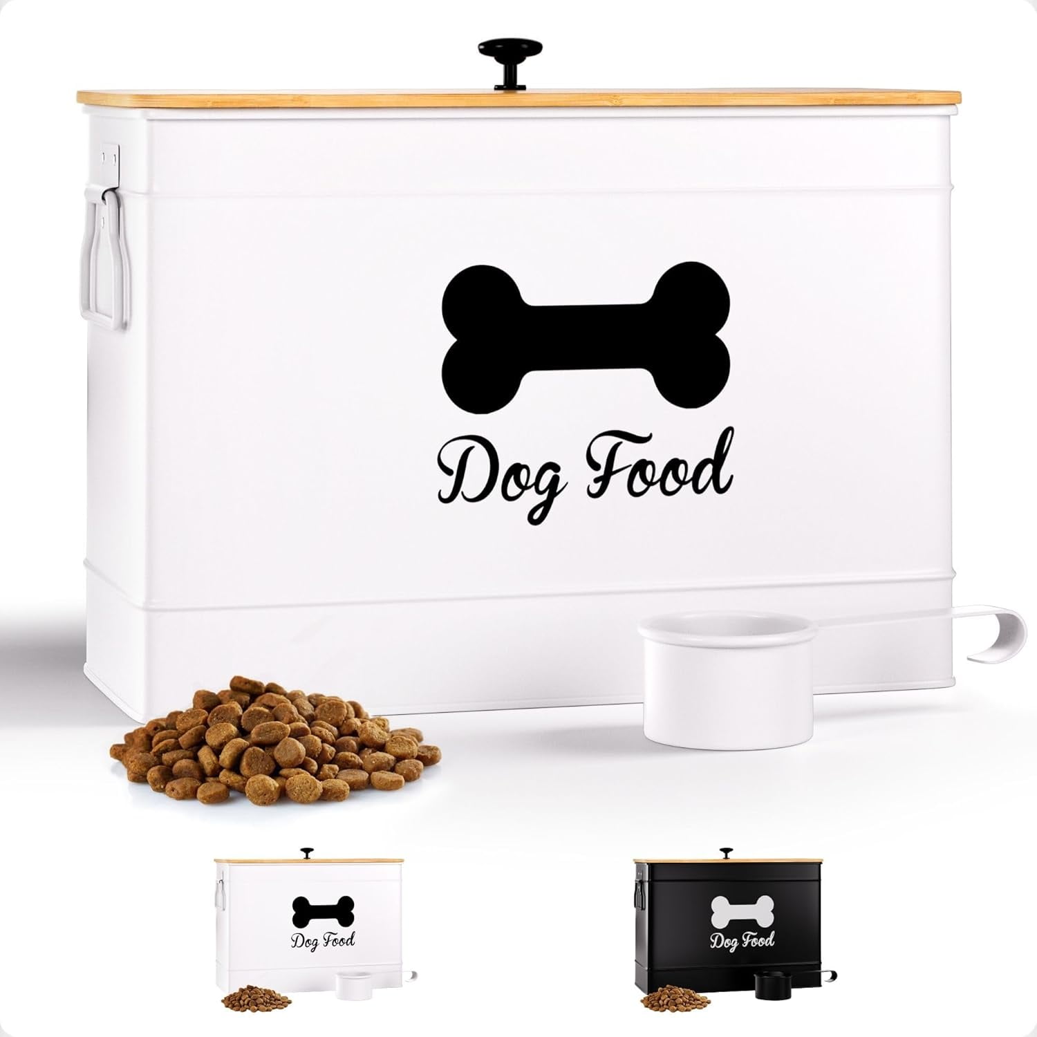 Dog Food Container Airtight 15 lb (50 Cup) Capacity with Metal Scoop ...