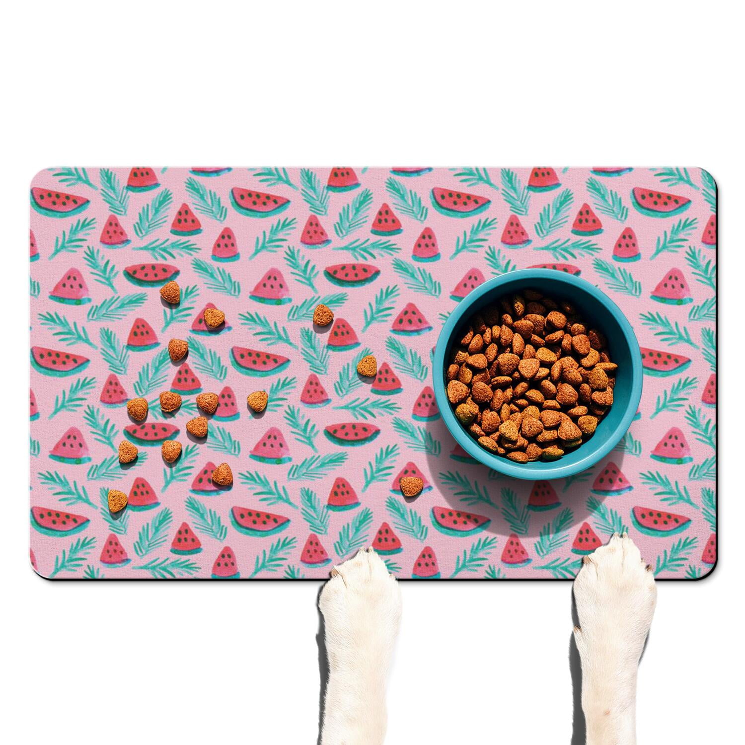 Dog Food Mat 16x24 Inch Pet Feeding Mat with Cute Banana Print, Durable ...