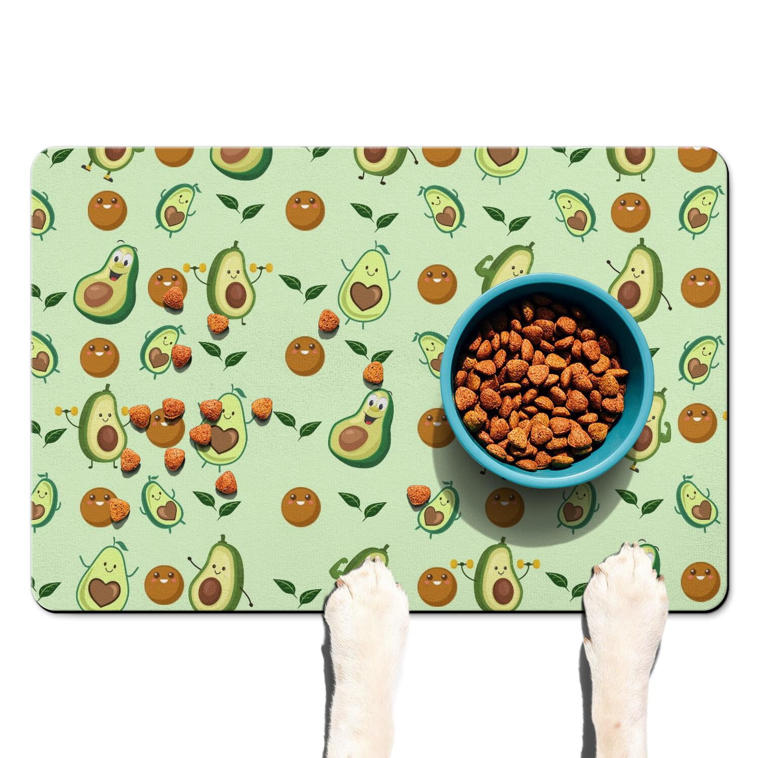 Dog Food Mat 16x24 Inch Pet Feeding Mat with Aesthetic Avocado Design ...