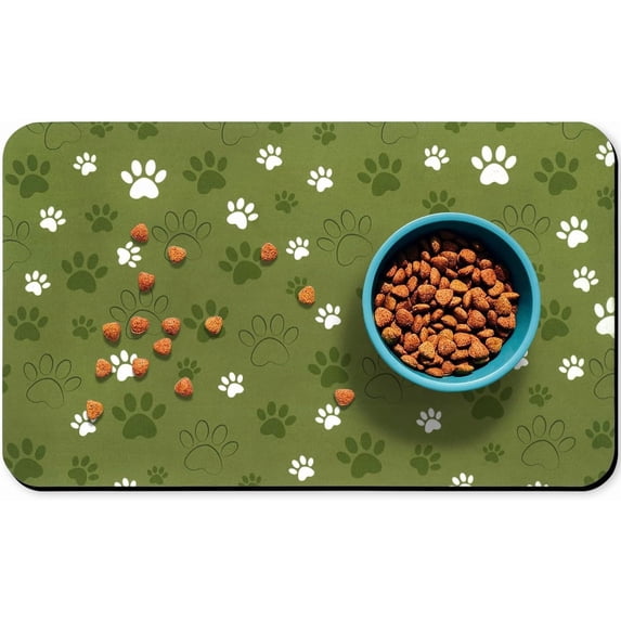 Dog Food Mat, Absorbent Water Bowl Mats Cat Pet Feeding Placemats Dark ...