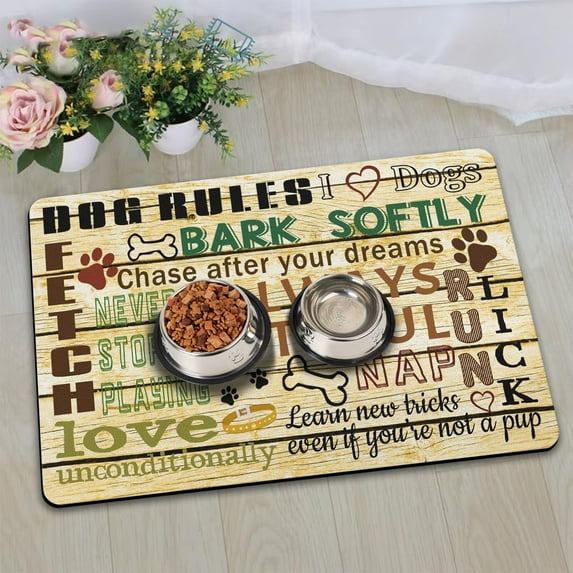 Dog Food Mat for Floors, Absorbent and Quick-Drying Pet Cat Food Mat ...