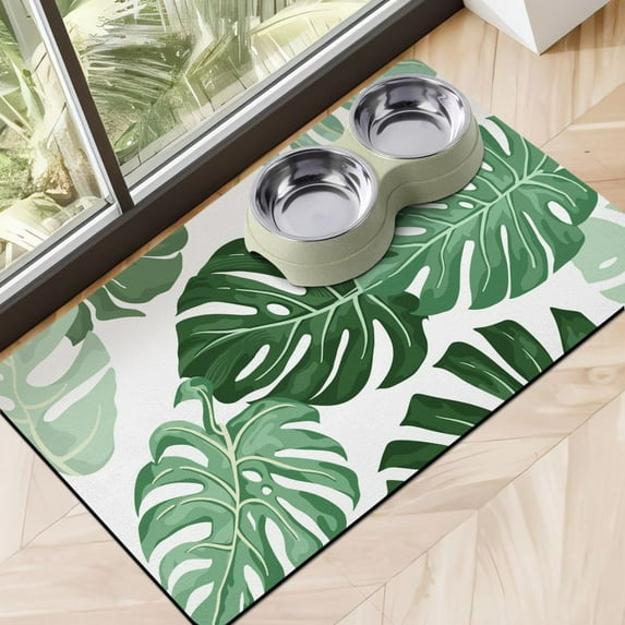 Dog Food Mat for Floors - Absorbent Bowl Mat for Food and Water ...