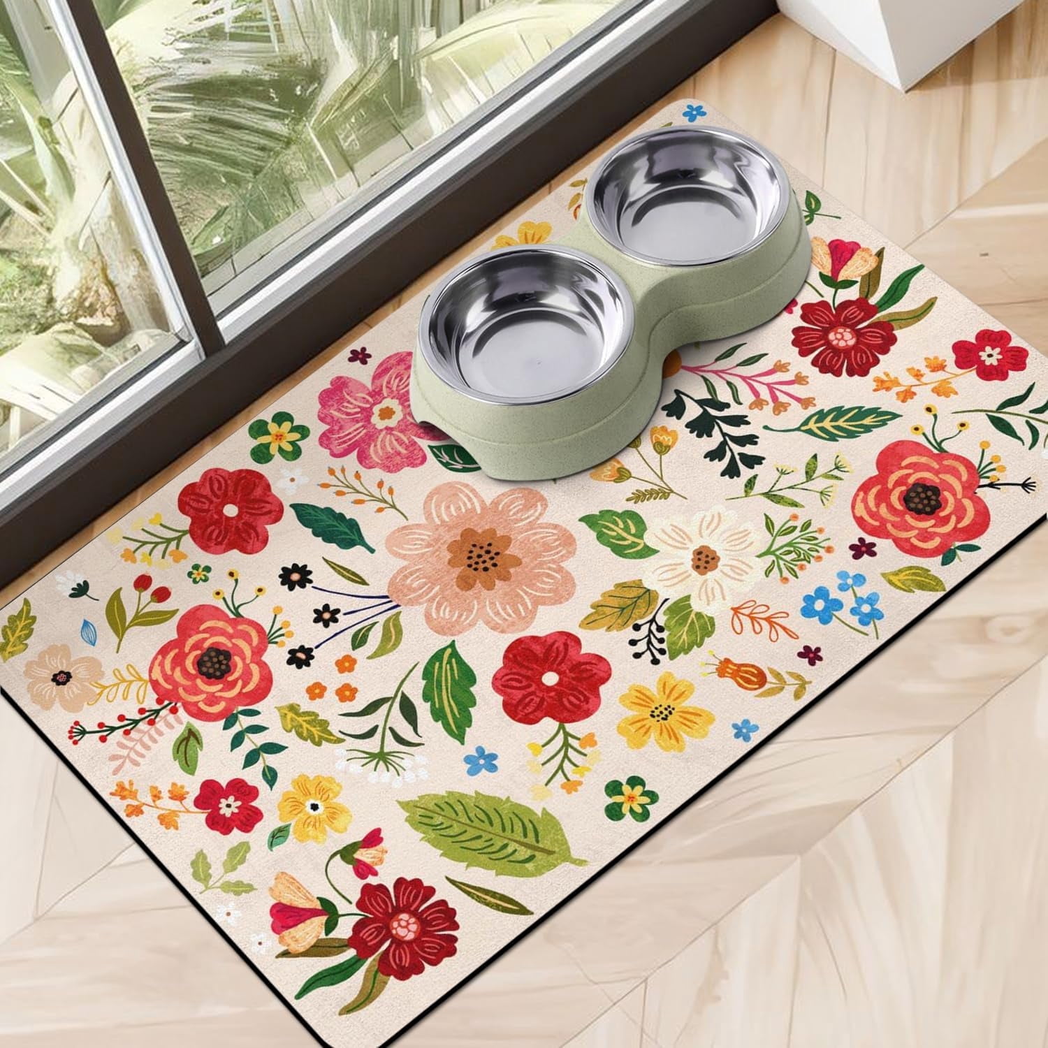 Dog Food Mats for Floors, Absorbent Dog Bowl Mat for Food and Water ...