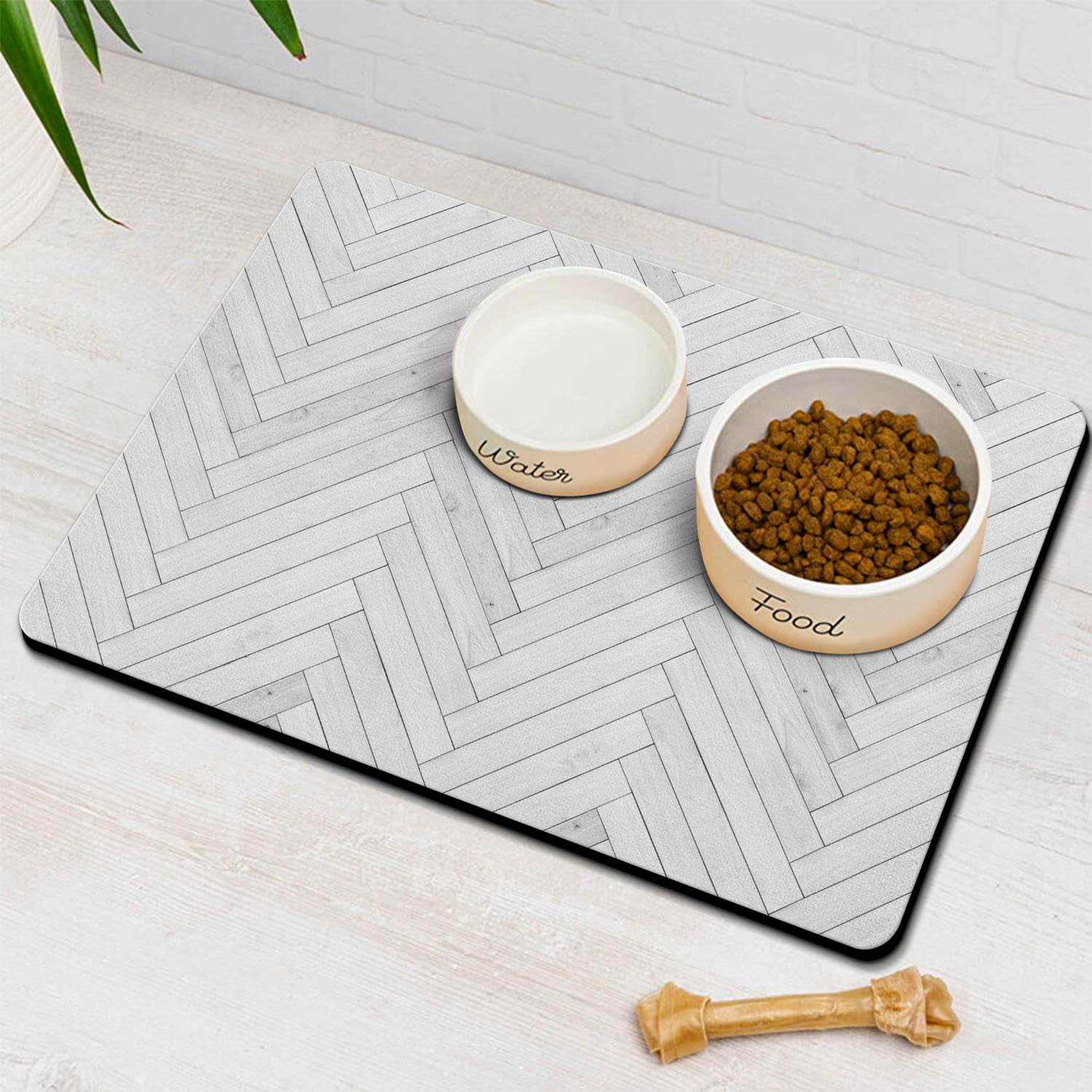 Dog Food Mats for Floors Absorbent, Pet Cat Food Mat - Quick Dry Dog ...