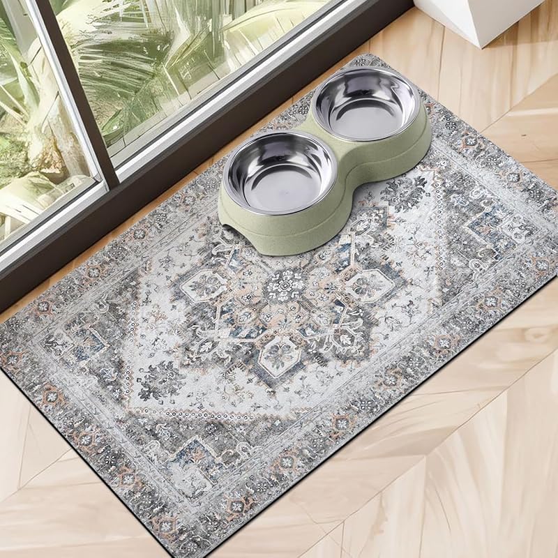Dog Food Mats for Floors Super Absorbent, Pet Cat Food Mat - Non Slip ...