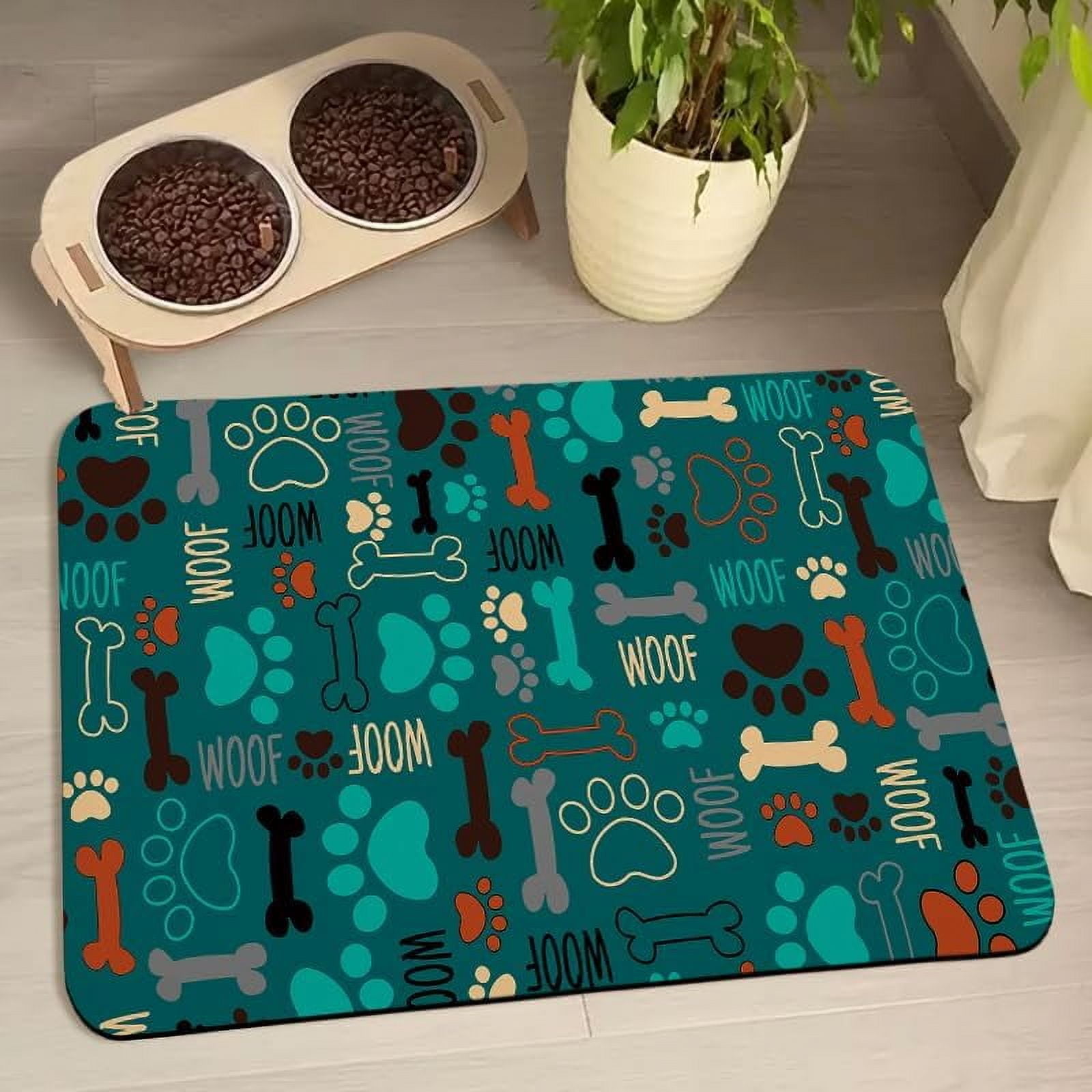 Dog Food Mats for Floors Waterproof, Dog Cat Water Bowl Mats Pet ...