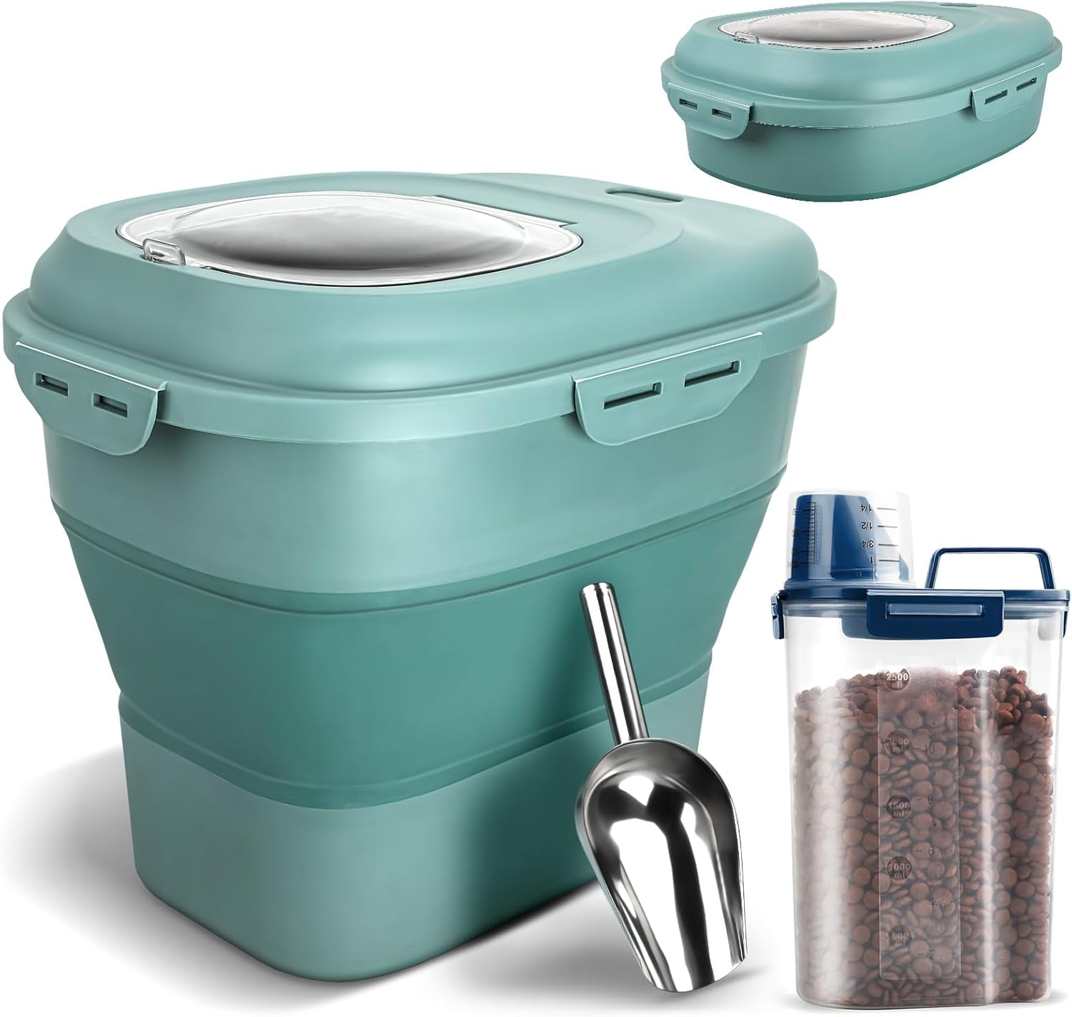 Dog Food Storage Container, Airtight Collapsible 13lb to 30lb Pet Food ...