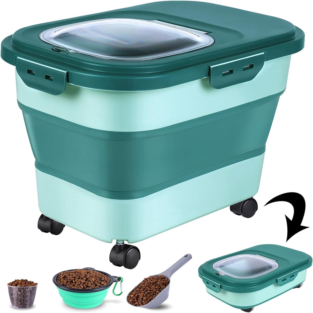 Dog Food Storage Container, Collapsible 23 lbs Large Pet Cat Food ...