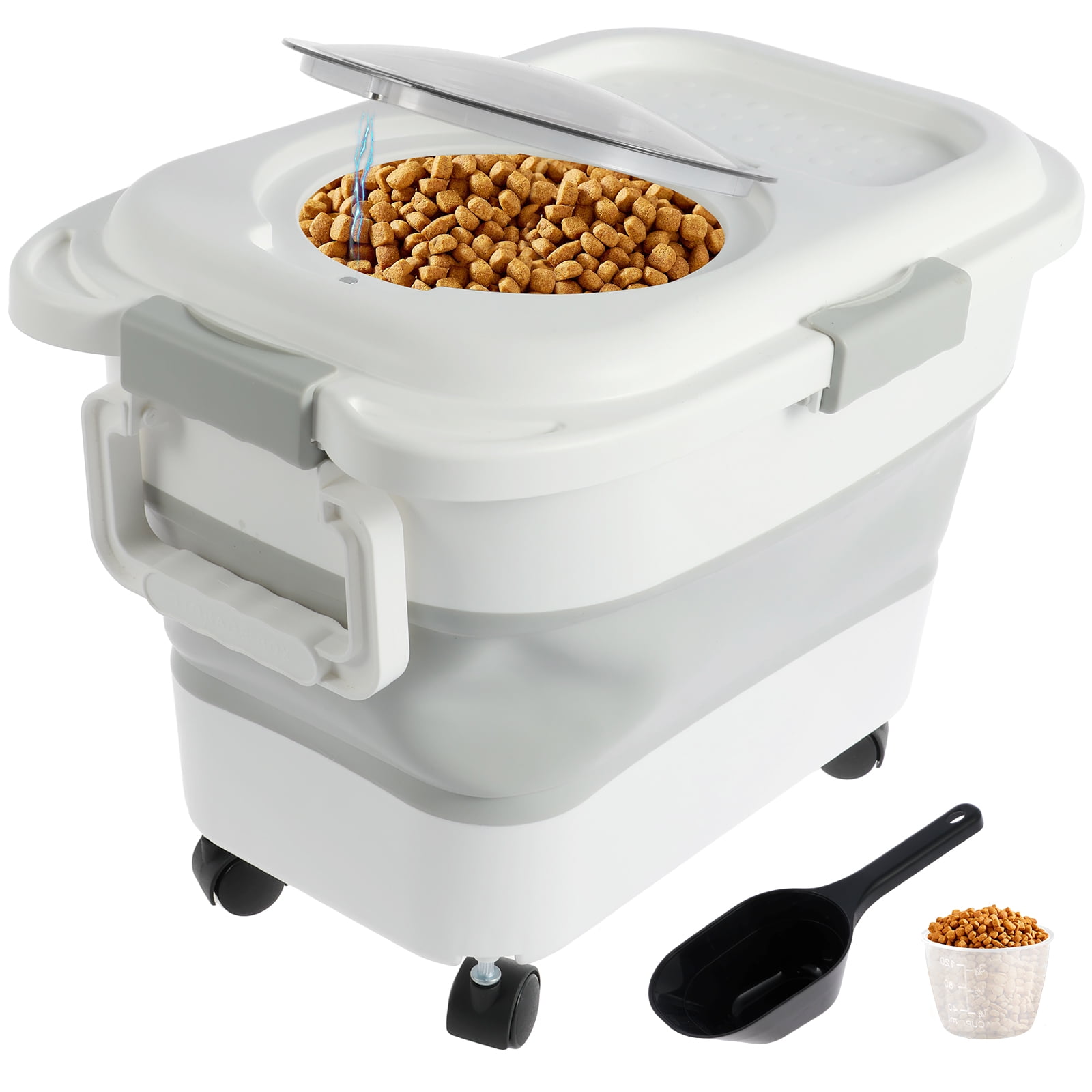 Rzvnmko Dog Food Storage Container, 33lbs Capacity, Foldable with ...
