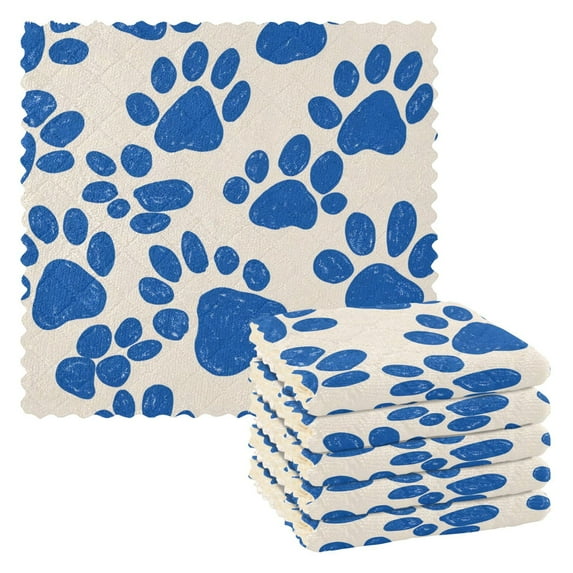 Dog Footprints Kitchen Cloth Dish Towels for Drying Washing Absorbent ...