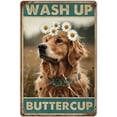 Dog Funny Bathroom Decor Metal Tin Sign Wash Up Buttercup Golden ...