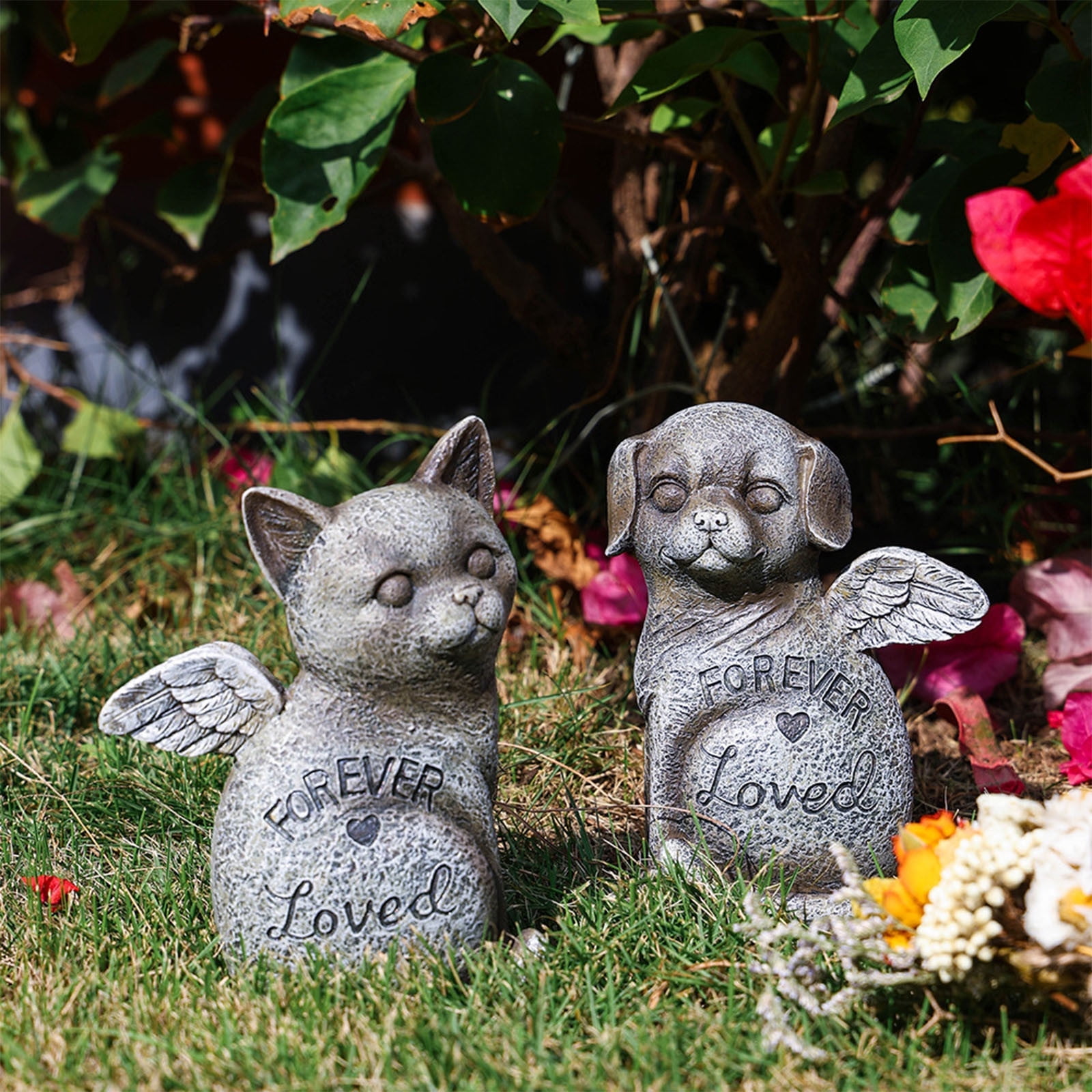 Dog Garden Statue - Pet Memorial Stone - Grave Marker Resins Ornaments ...