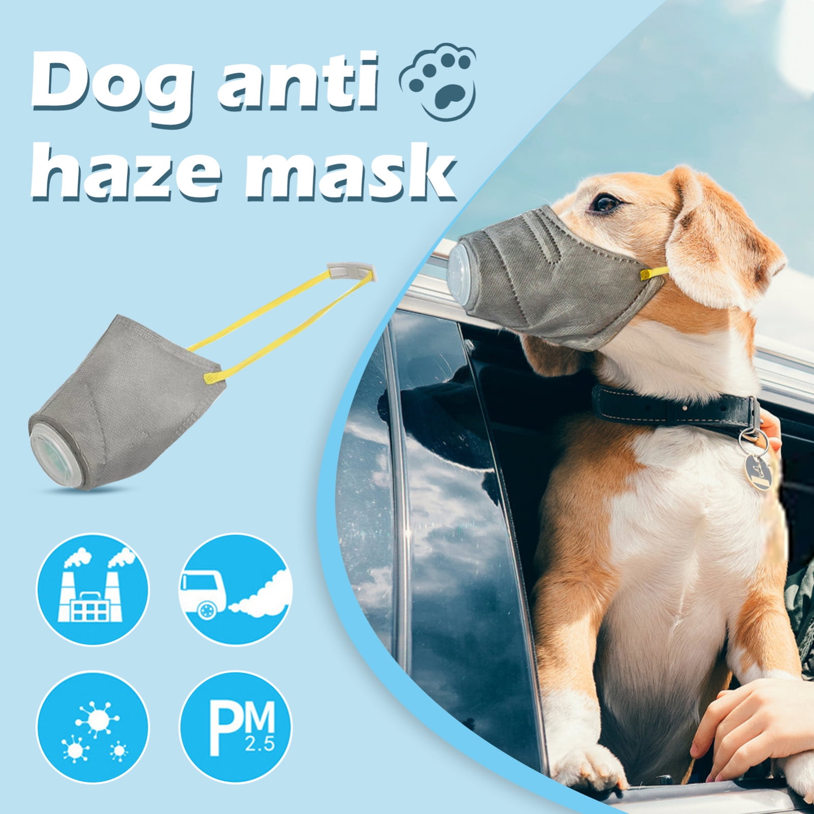 Dog Gas Mask & Muzzle Combo - Adjustable Dustproof Face Cover for All ...