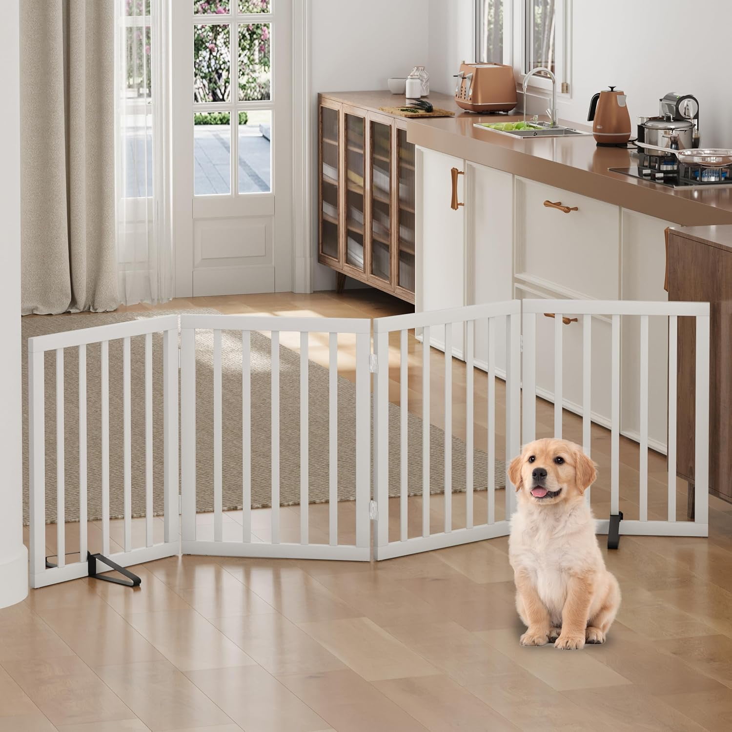 Dog Gate, Freestanding Dog Gates for Doorways, Foldable Dog Gate Indoor ...