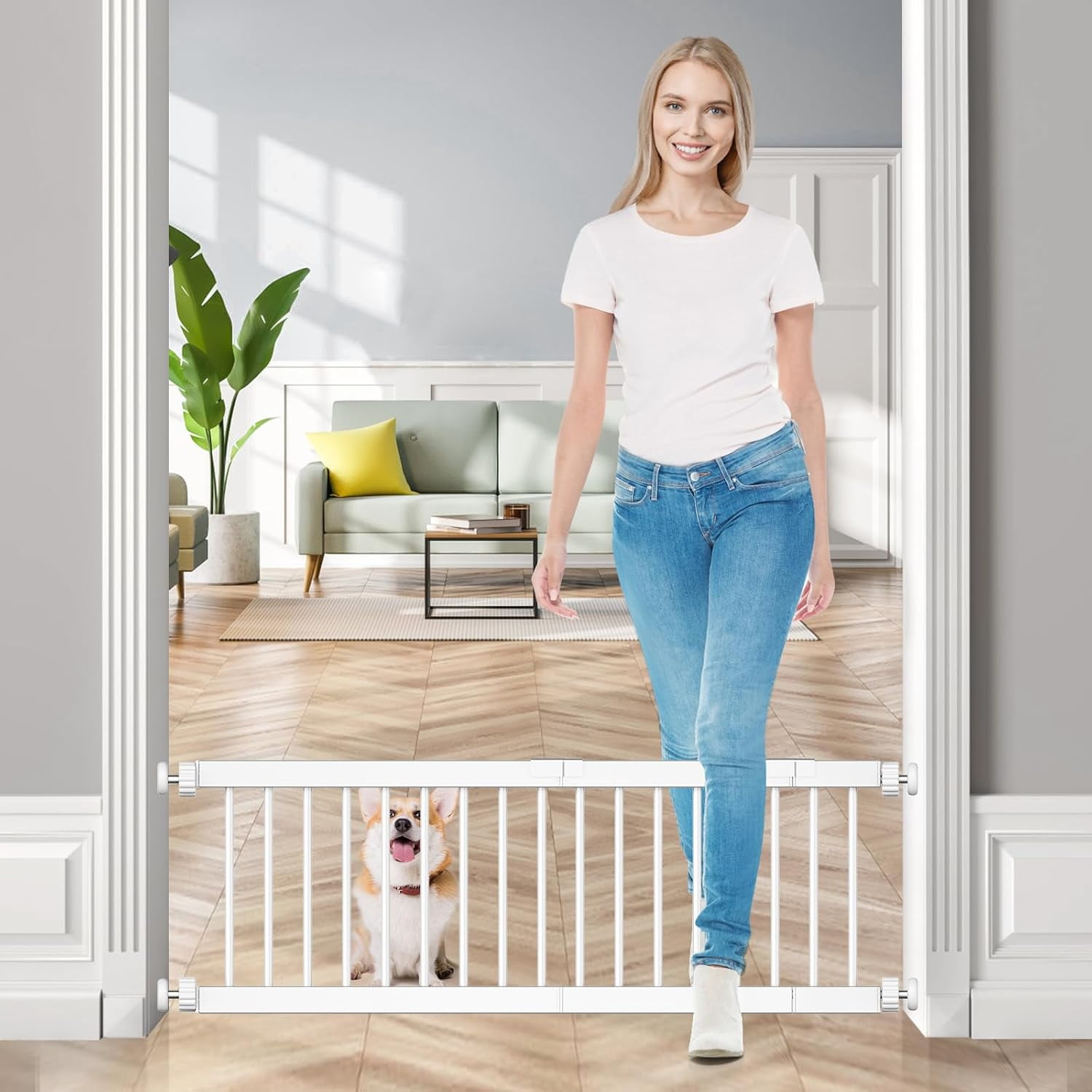 Dog Gate Indoor,18"-45" Extra Wide Metal Short Dog Gate to Step Over ...
