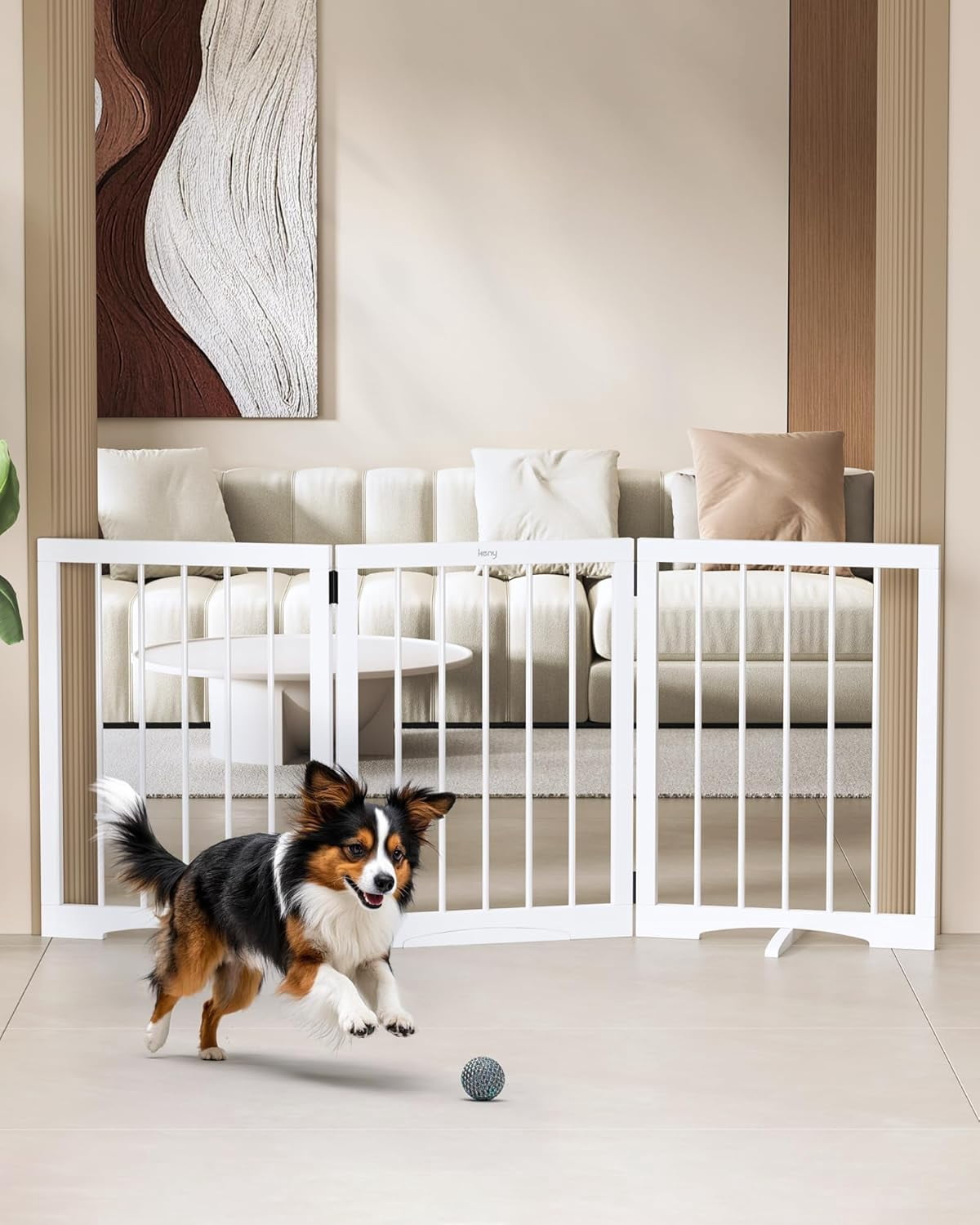 Dog Gate Indoor, 3 Panel Freestanding Dog Gates with Support Feet for ...