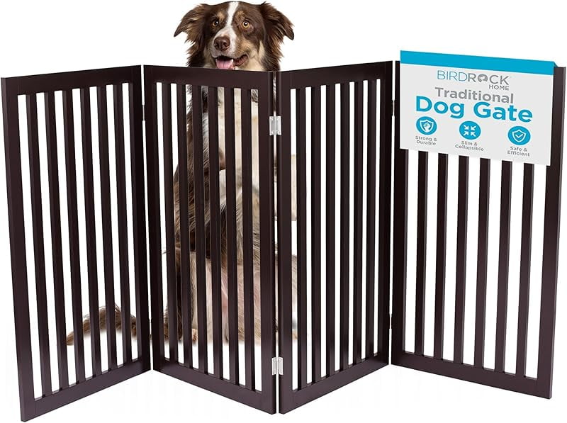 Dog Gate Indoor Freestanding Pet Barrier, Folding Wood Dog Fence, Extra ...