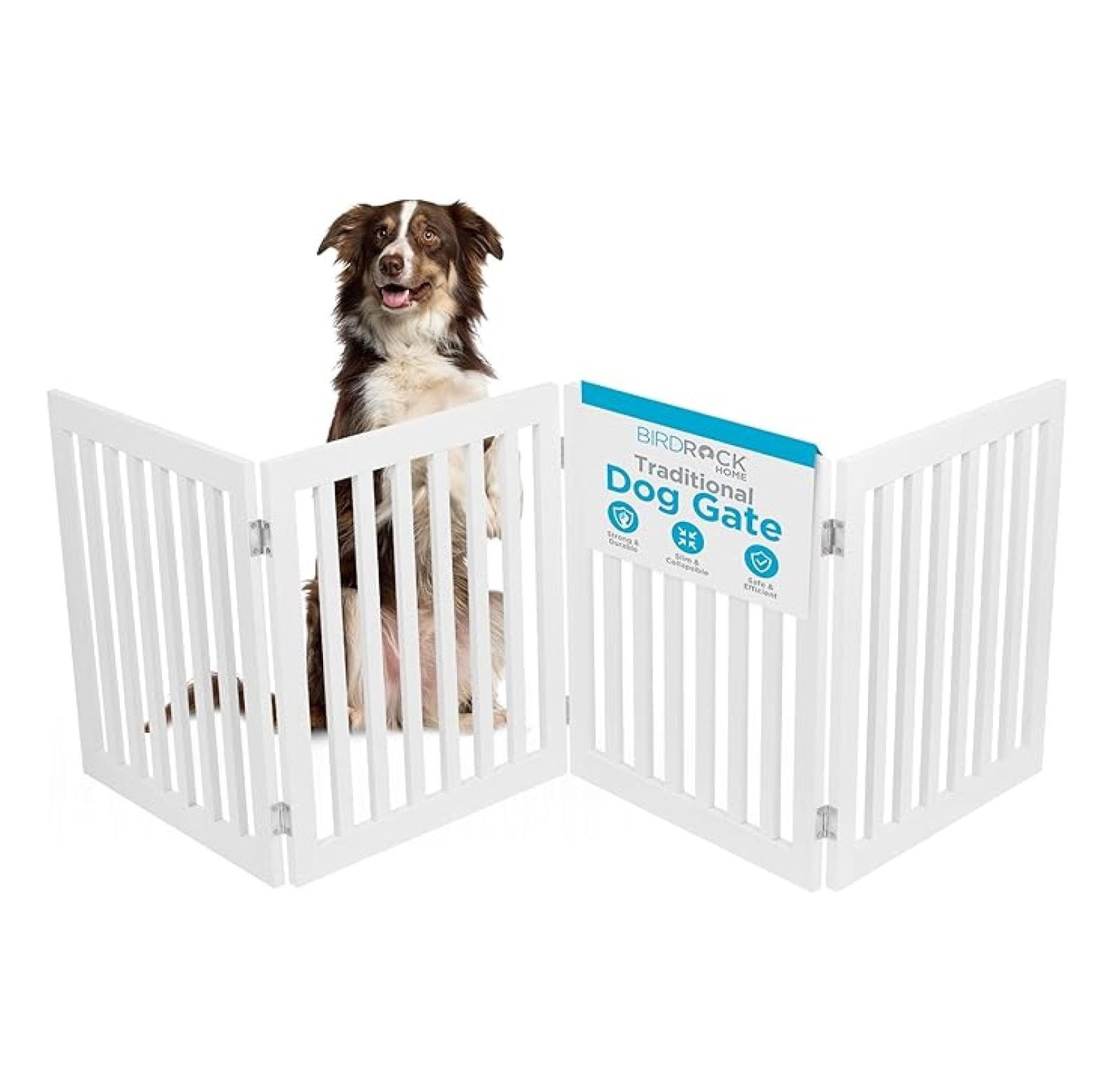 Dog Gate Indoor Freestanding Pet Barrier, Folding Wood Dog Fence, Extra ...
