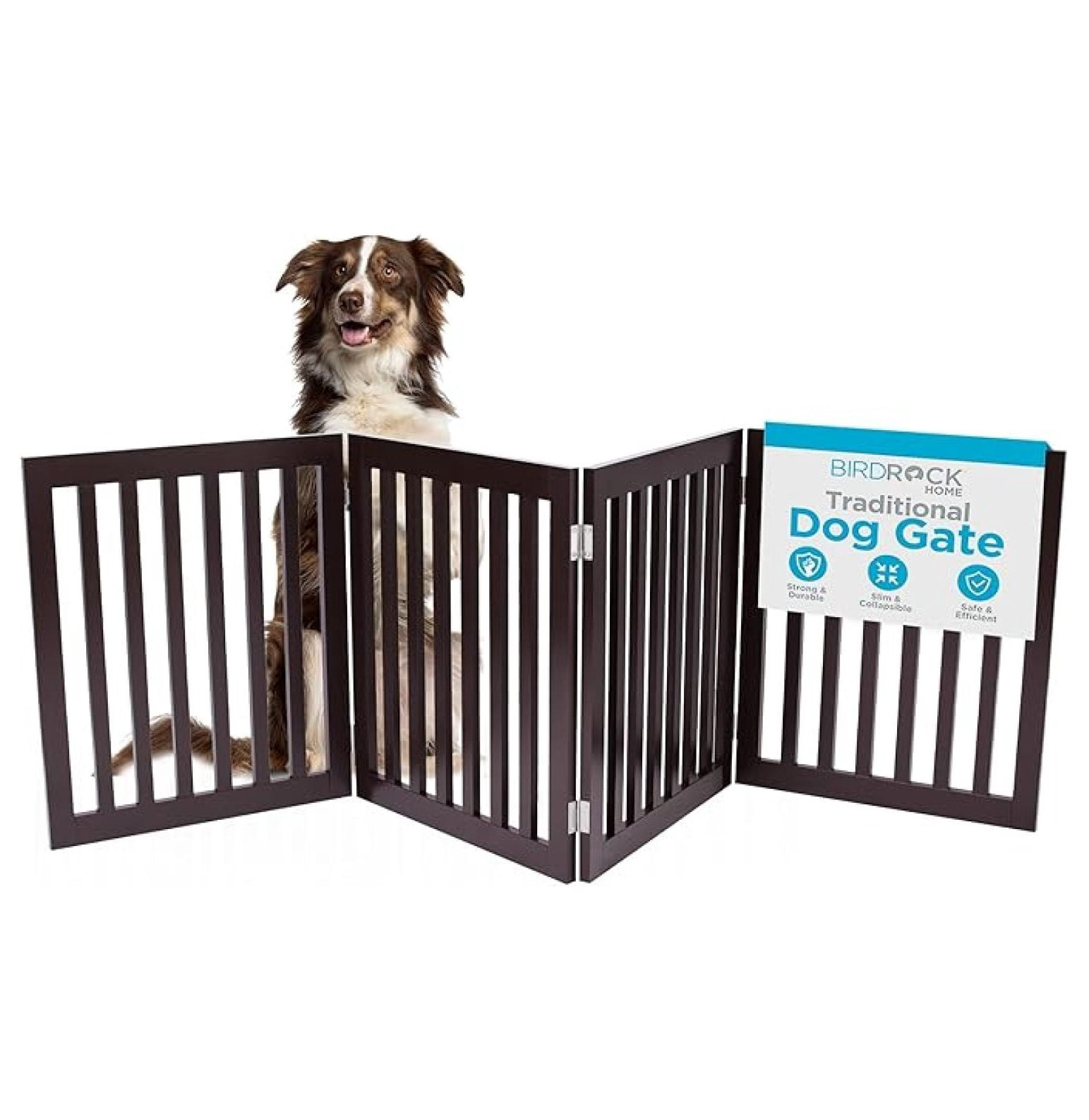 Dog Gate Indoor Freestanding Pet Barrier, Folding Wood Dog Fence, Extra ...