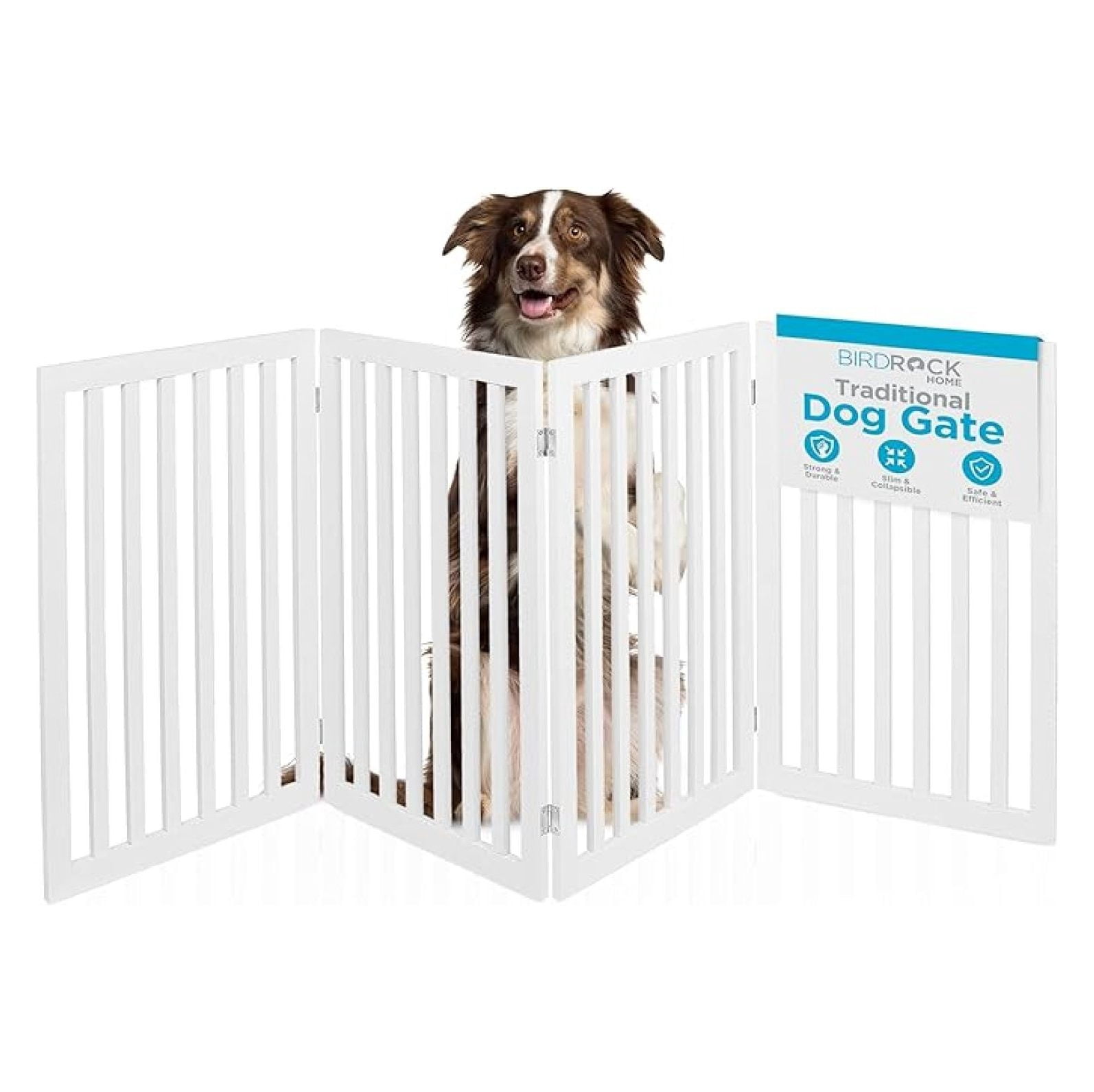 Dog Gate Indoor Freestanding Pet Barrier, Folding Wood Dog Fence, Extra ...