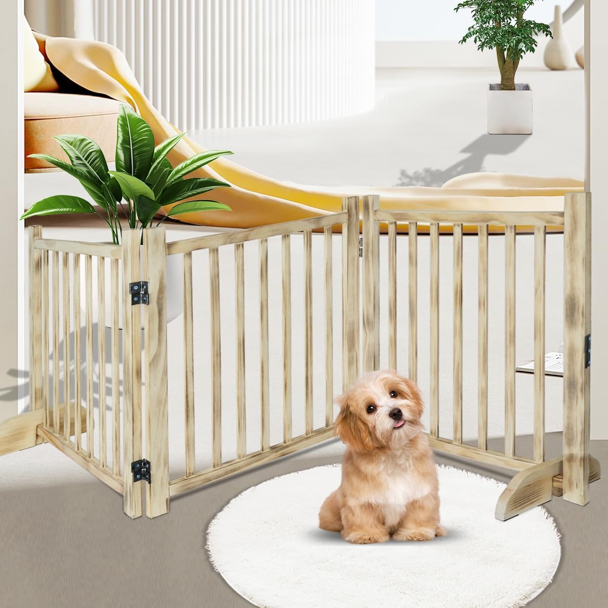 Dog Gate Puppy Gates for The House, Free Standing Pet Gate for Dog Cat ...