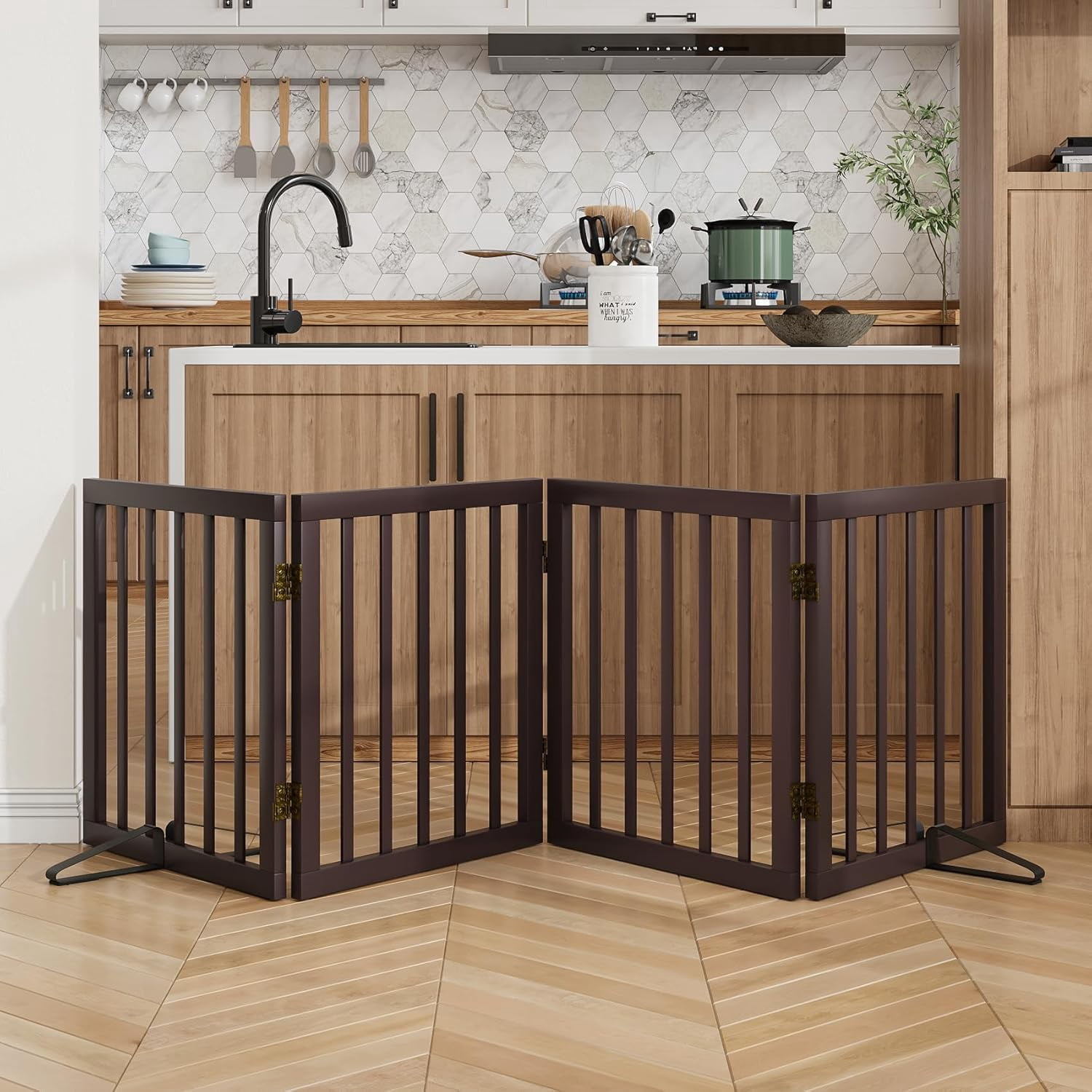 Dog Gates for Doorways Extra Wide Wood Freestanding Pet Gates for Dogs ...