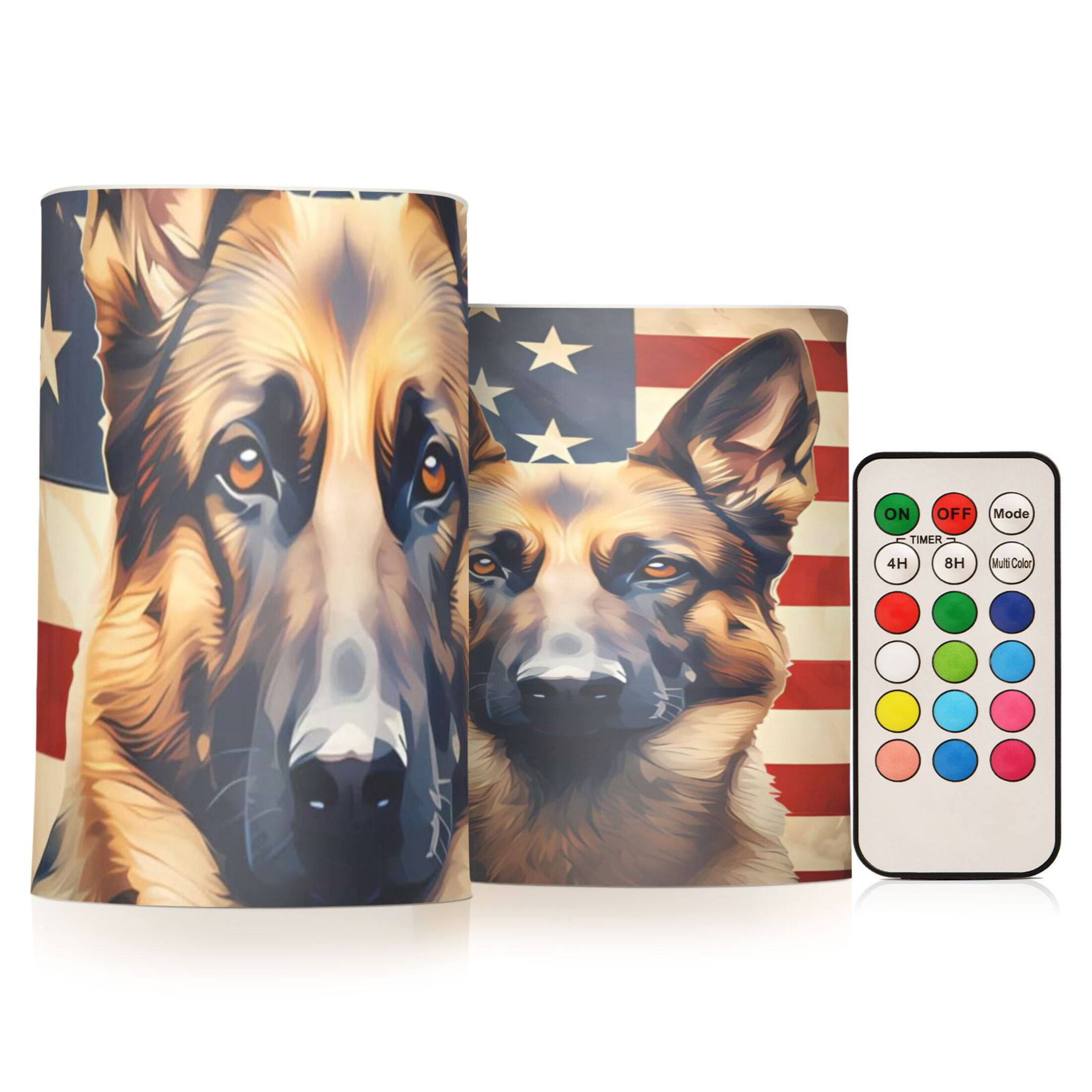 Dog German Shepherd American Flag Flickering Flameless Candles Battery ...
