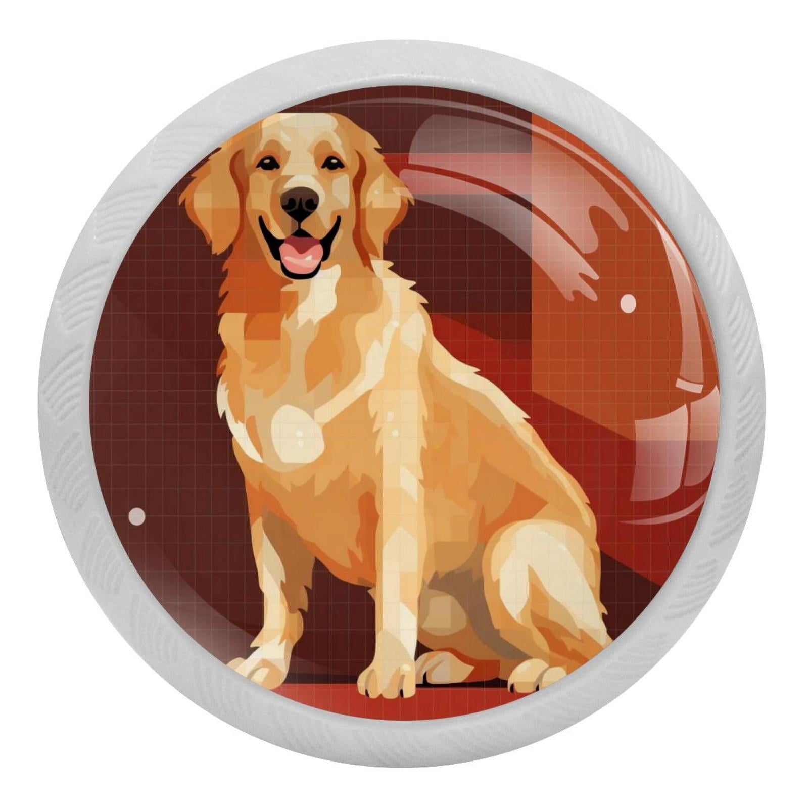 Dog Glow-in-the-Dark Fluorescent Drawer Pulls 4-Pack with Screws - Round Knobs for Cabinets ...