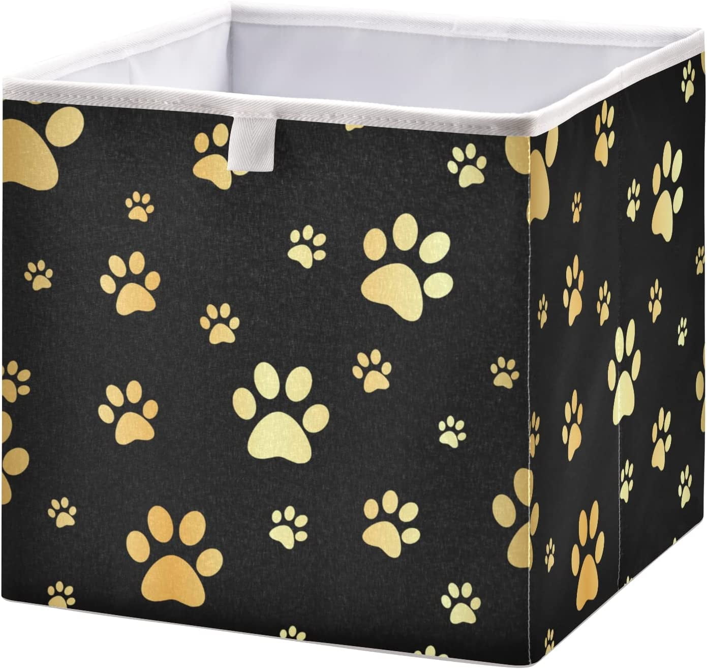 Dog Gold Paw Prints Storage Baskets for Shelves Foldable Collapsible ...