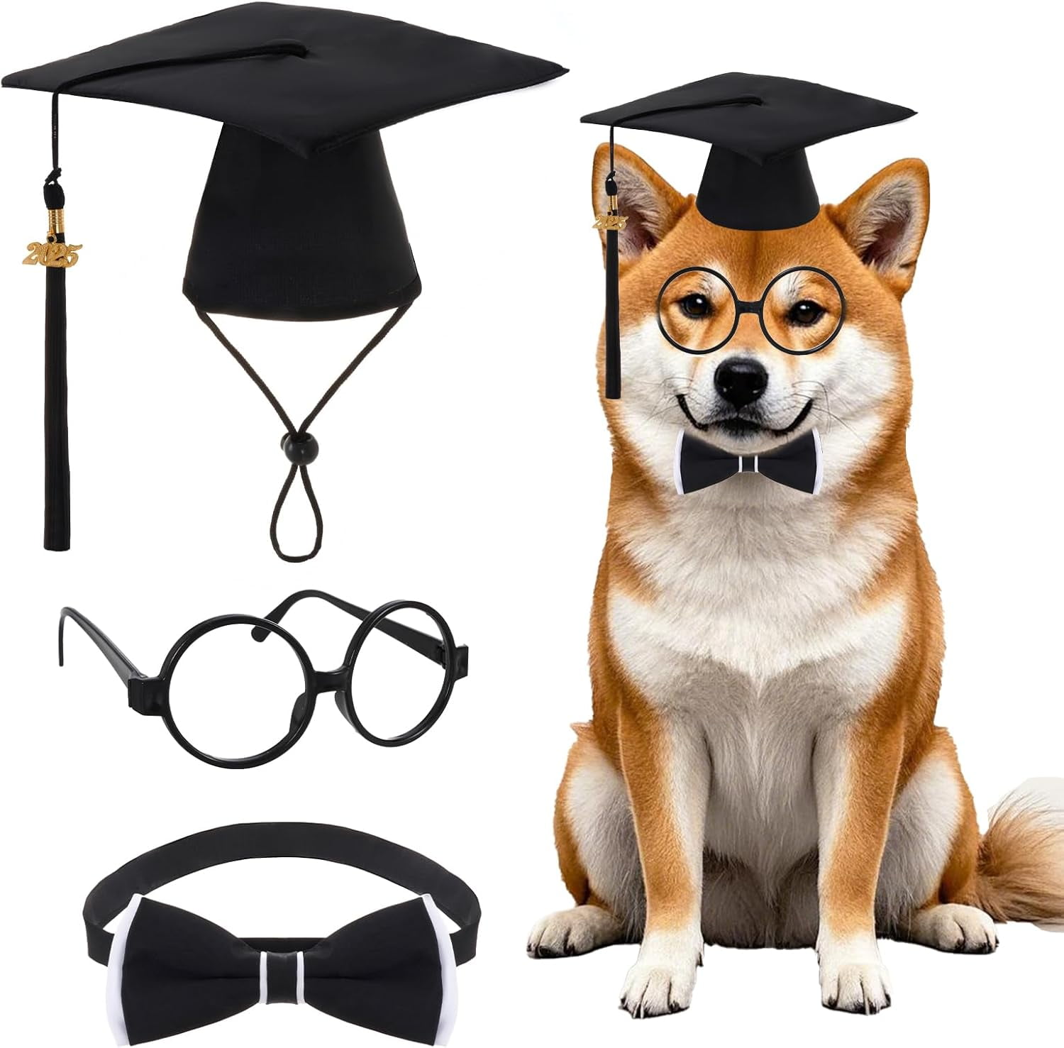 Dog Graduation Cap Hat 2025 Pet Cat Graduation Caps with Yellow Tassel ...