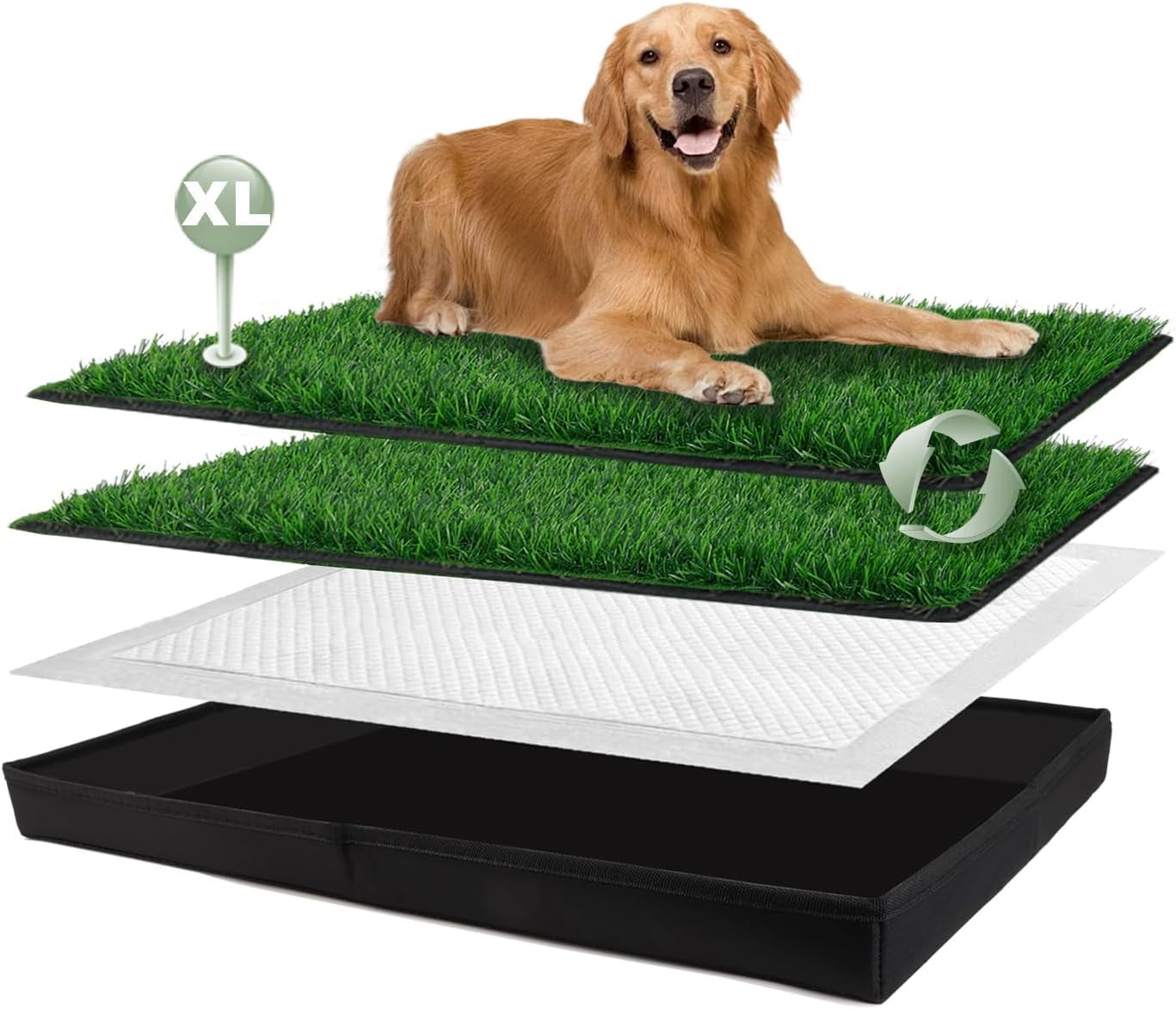 Dog Grass Pad with Foldable Dog Litter Box, Extra Large Liner Base (44 ...