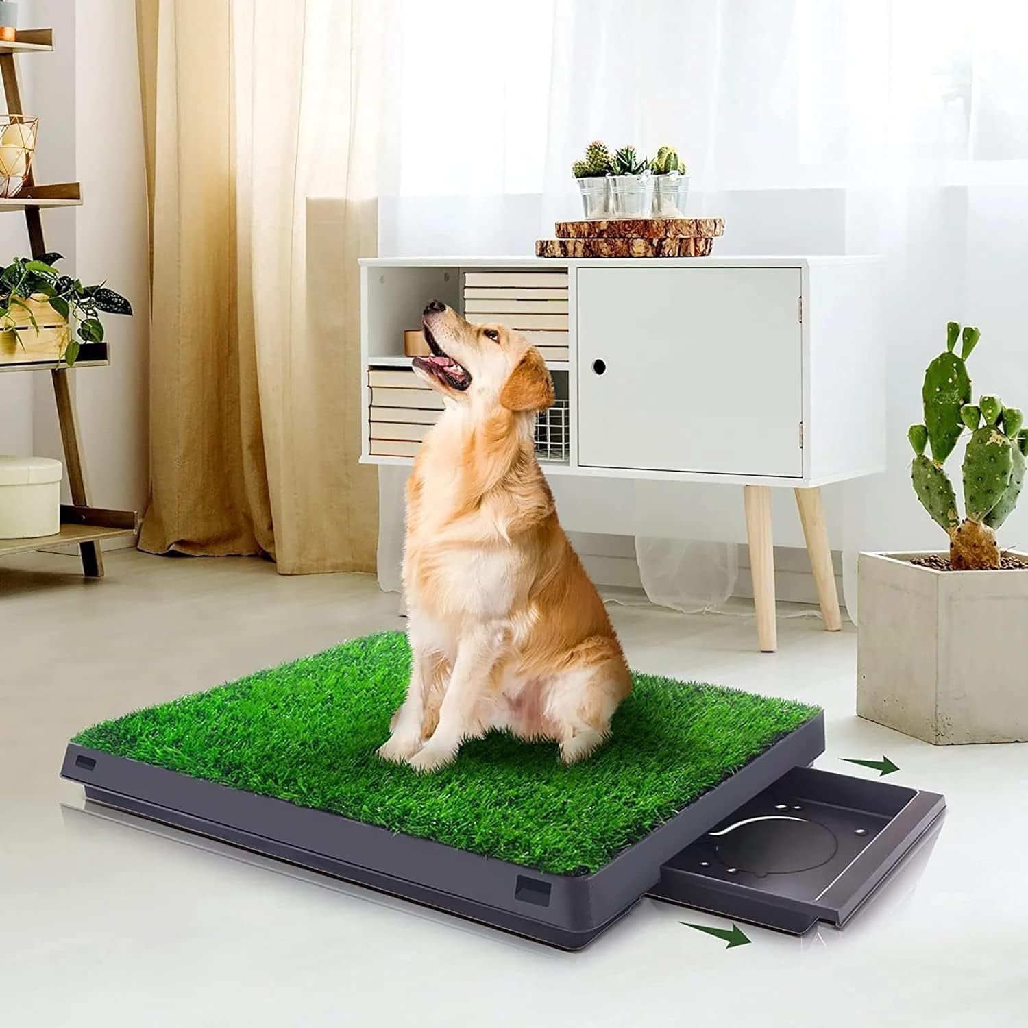 Dog Grass Pad with Tray, 25" X 20" Dog Grass Potty Tray, Indoor Dog ...