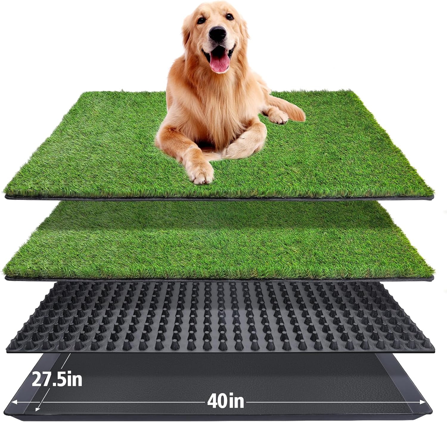 Dog Grass Pad with Tray(40×27.5 inch), Large XL Reusable 3-Layer Dog ...
