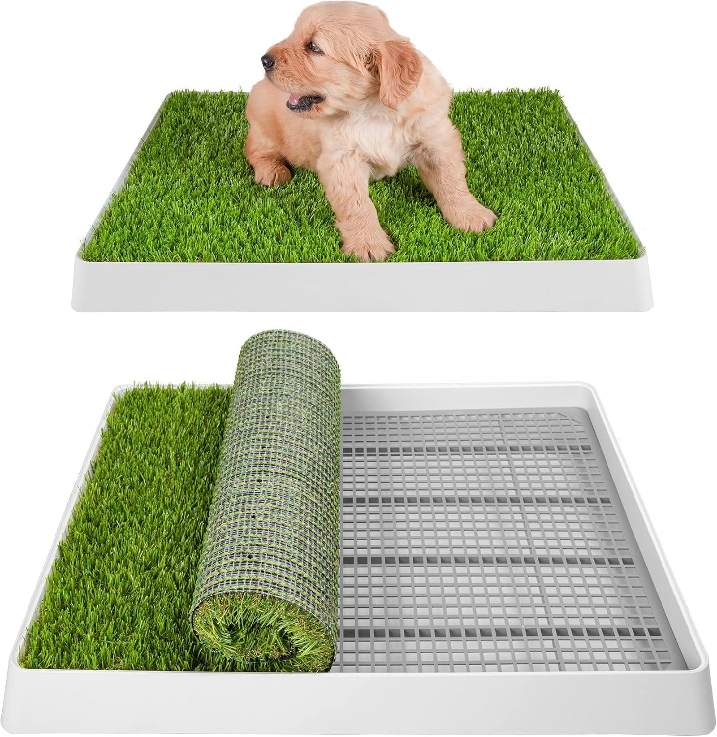 Dog Grass Pad with Tray, Dog Litter Box, Porch Potty for Puppy Pee ...