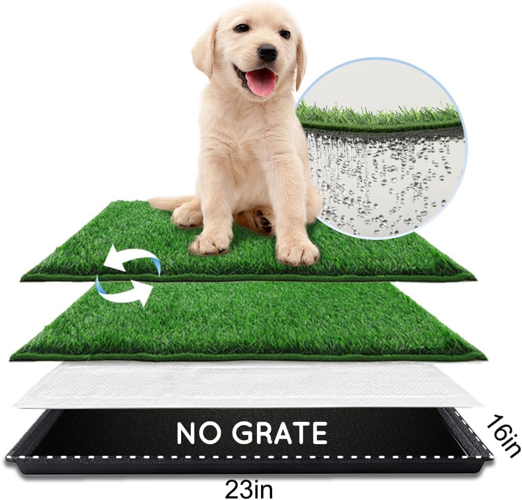 Dog Grass Pad with Tray Small 23" x 16", Dog Potty (No Grate) with ...