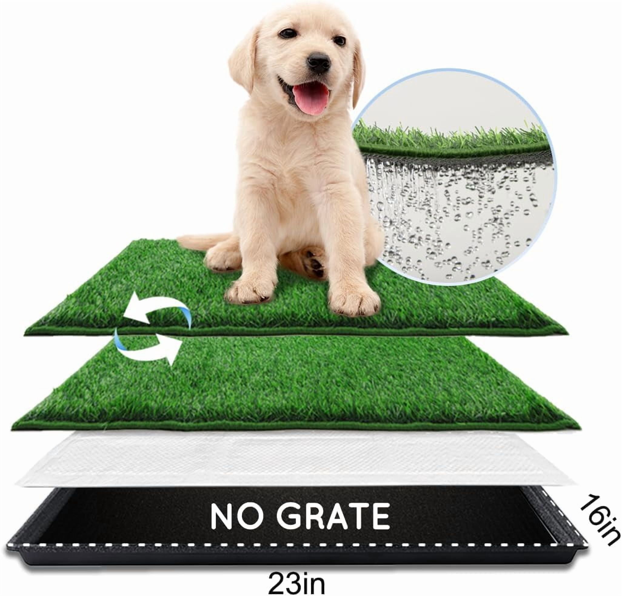 Dog Grass Pad with Tray Small 23" x 16", Dog Puppy Litter Box with Odor ...
