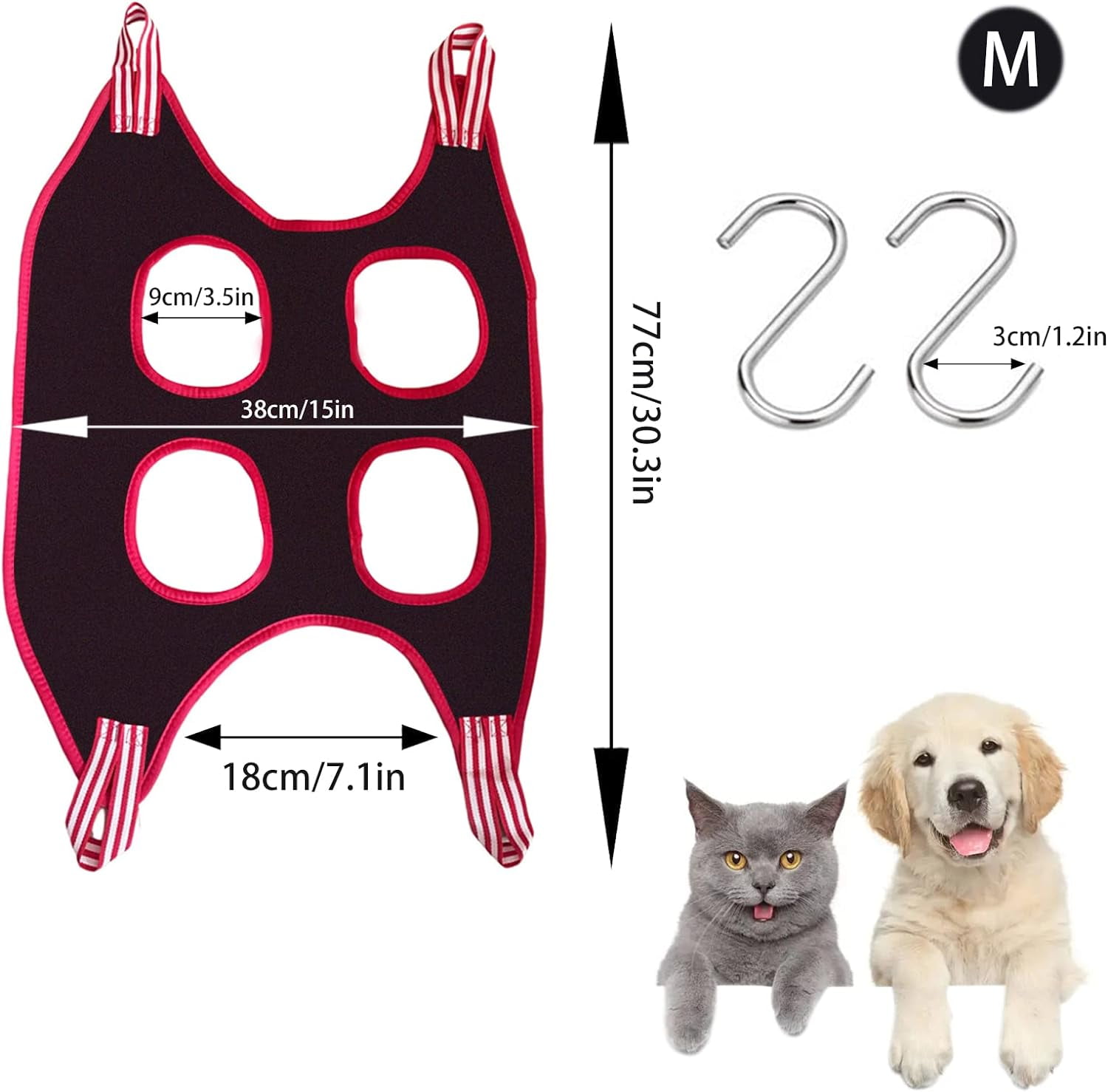 Dog Grooming Hammock Harness, Pet Hammock for Grooming with 2 S Hooks ...