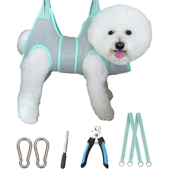 Dog Grooming Hammock Harness, Small Dog Groming Sling, Gray Dog Hanging ...