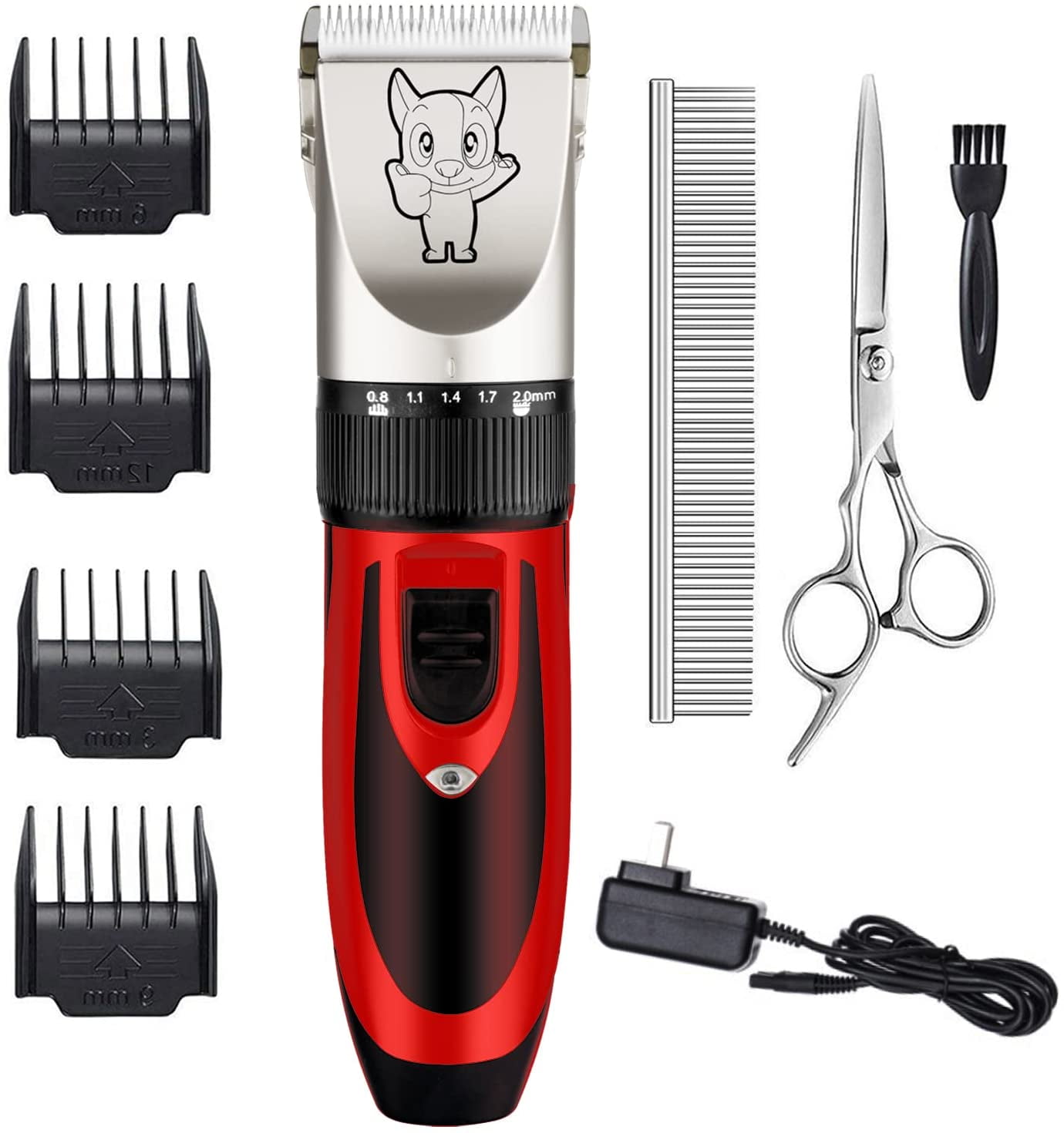 Dog Grooming Kit Clippers, Low Noise, Electric Quiet, Rechargeable, Cordless, Pet Hair Thick ...