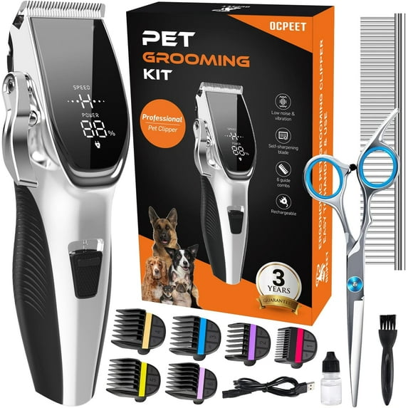 Dog Grooming Kit Low Noise，Cordless 4 in 1 Dog Clippers for Grooming ...