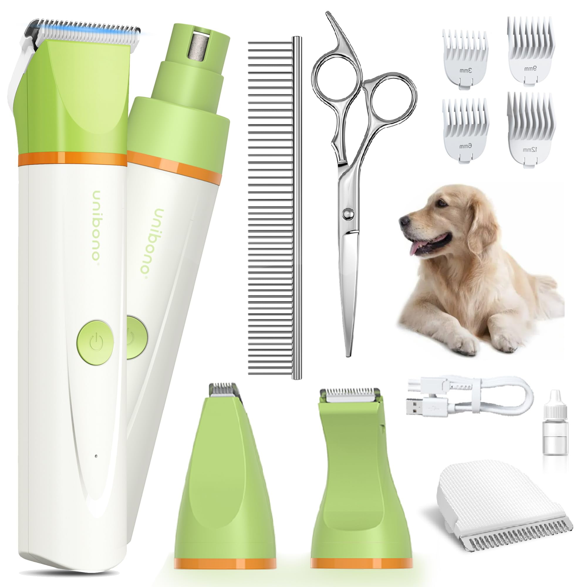 Dog Grooming Kit with Paw Trimmer, All-in-One Low Noise Electric ...