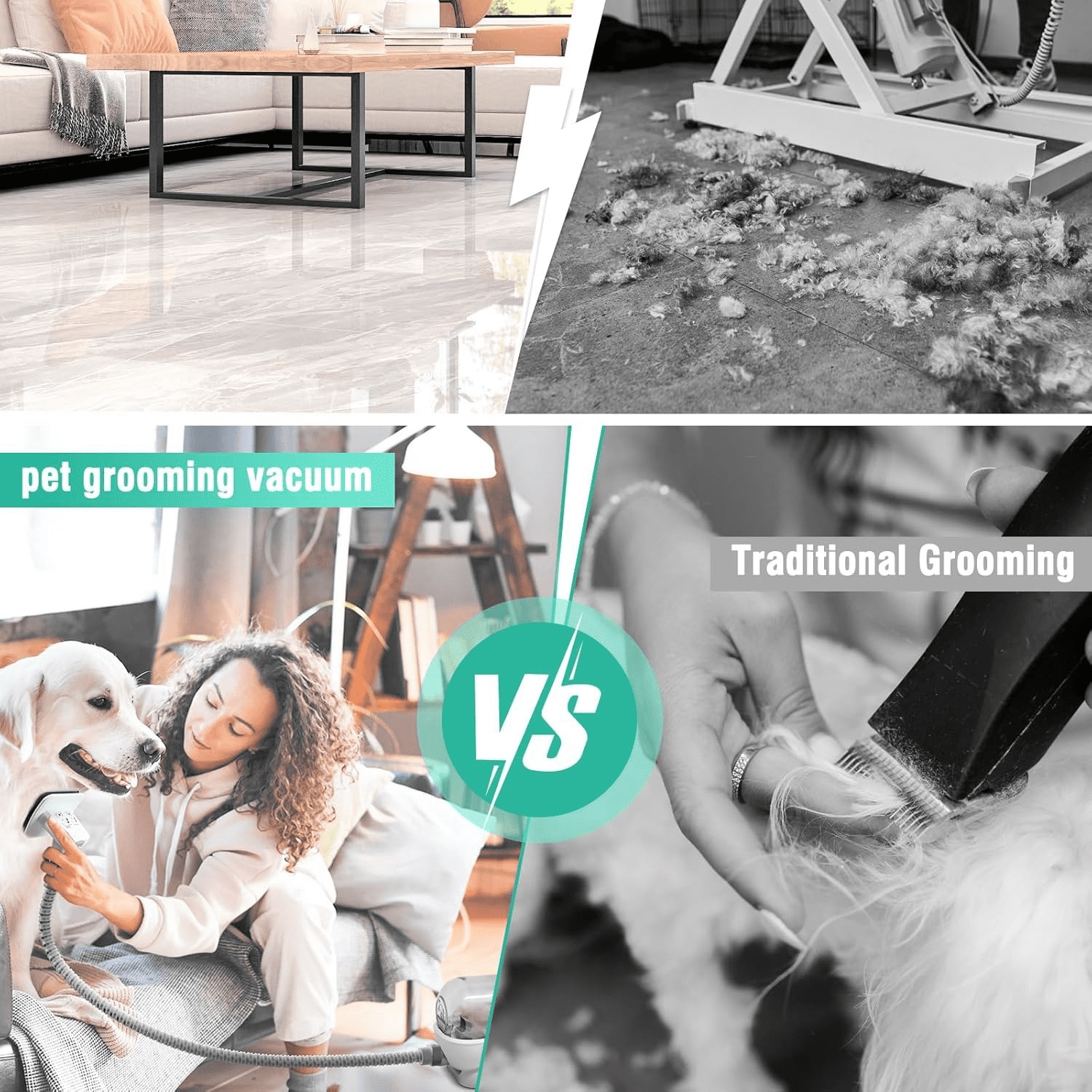 Dog Grooming Kit,Pet Hair Vacuum,Dog Grooming & Low Noise Hair Vacuum ...