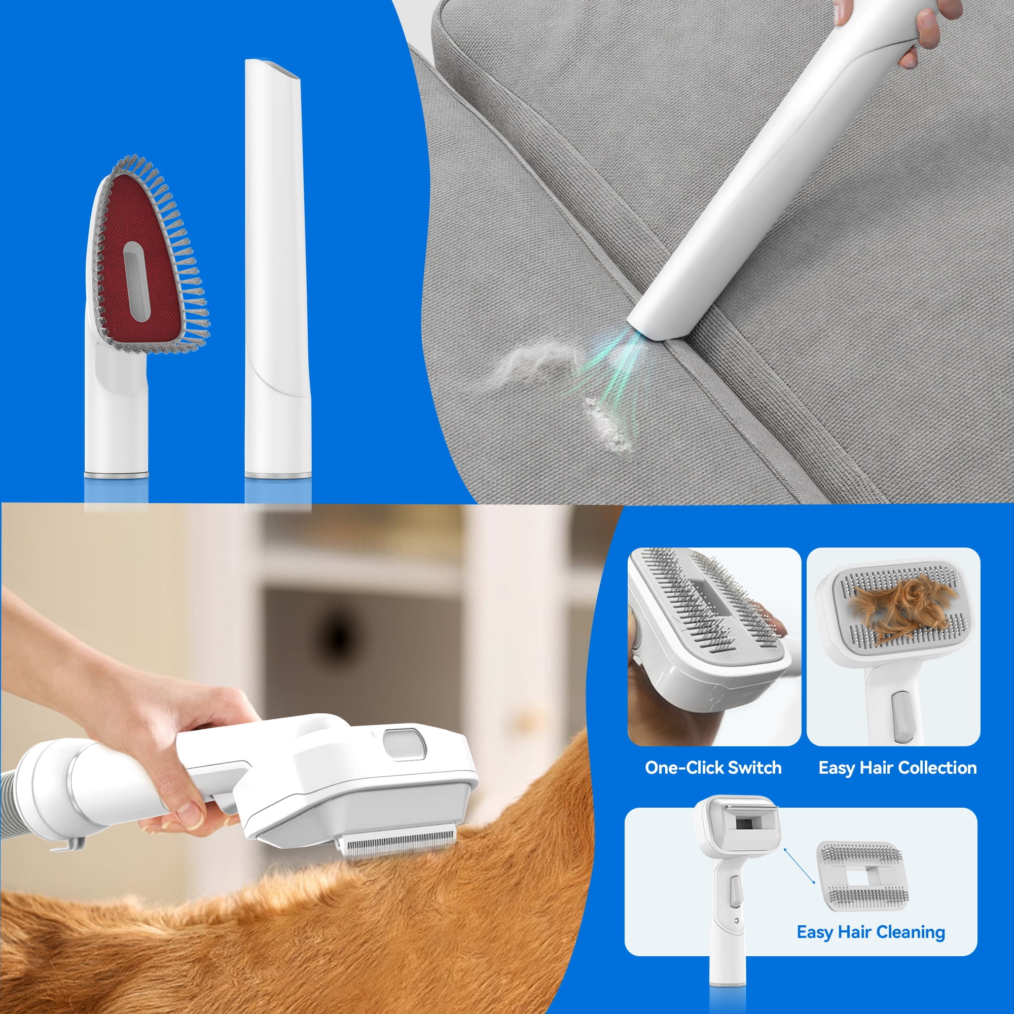 Dog Grooming Kit, Portable Carpet Cleaner Pet Hair Vacuum,Pet Grooming ...