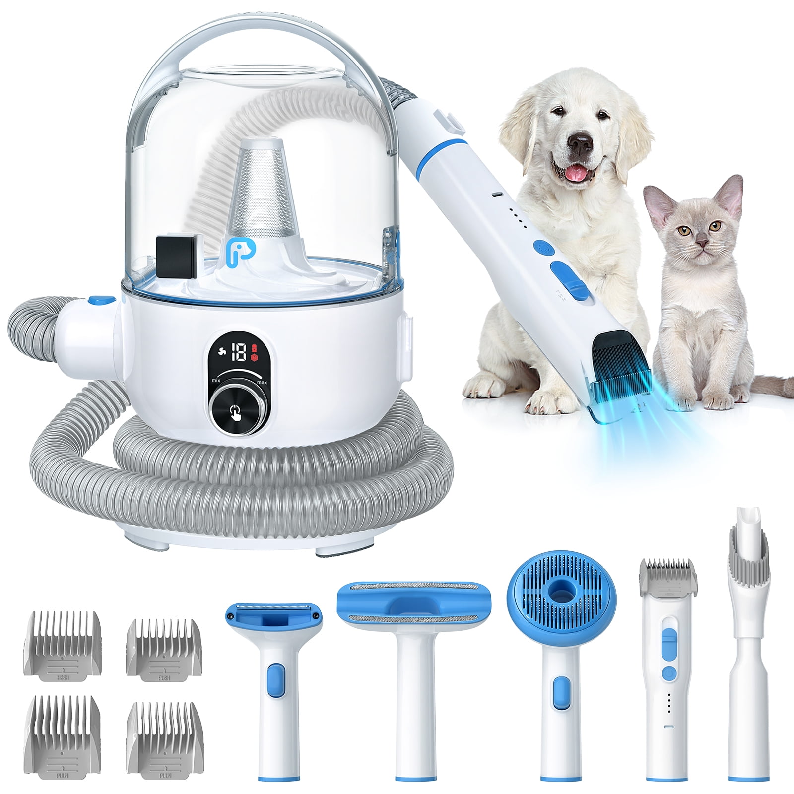 Pro Pet Grooming Vacuum Kit with 2L Dust Cup, 5 Tools, Low Noise for ...
