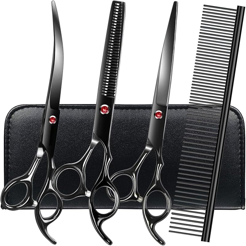 Dog Grooming Kit with Safety Round Tips Stainless Steel Professional ...