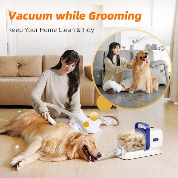 Dog Grooming Kit with Vacuum, 15000Pa Pet Hair Clipper and Shedding ...