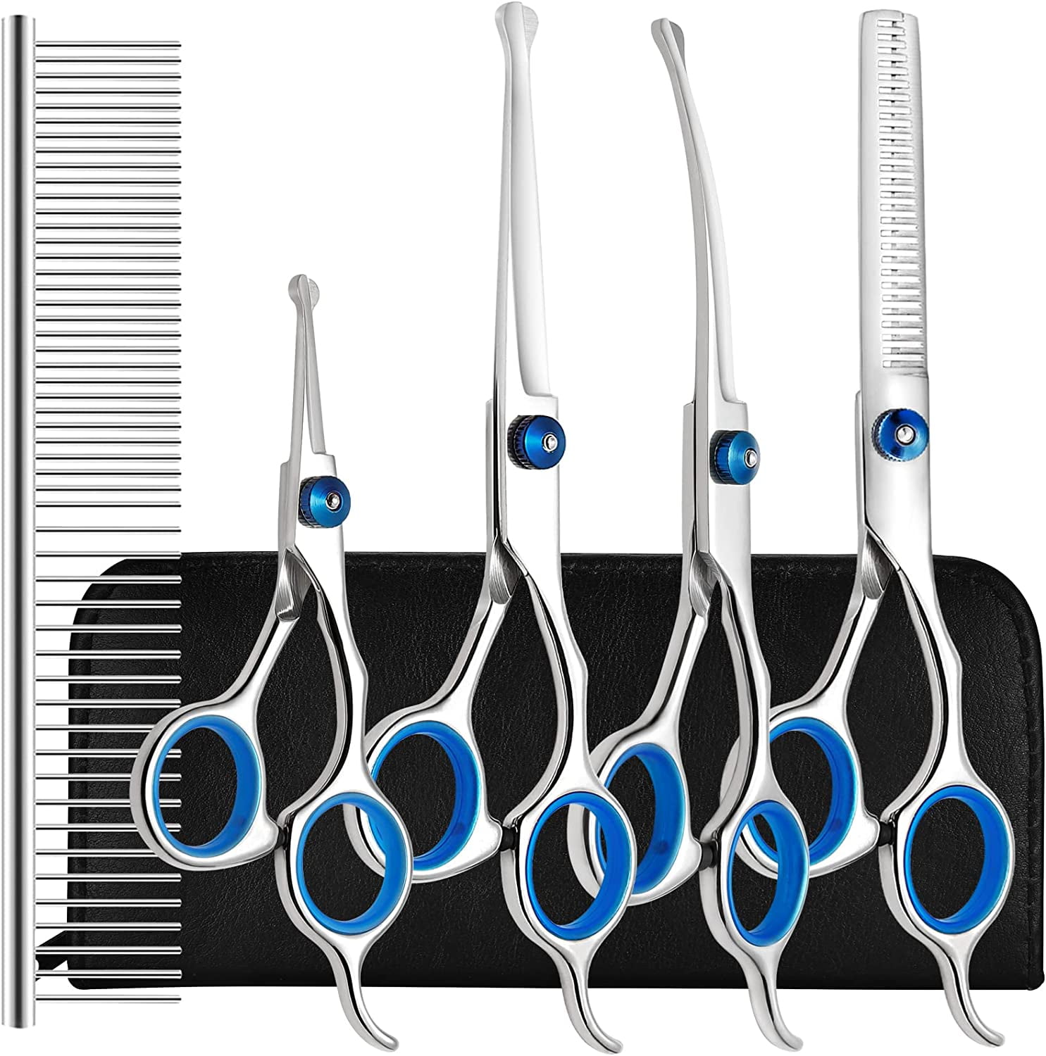 Dog Grooming Scissors Kit Professional 6 in 1 Grooming Scissors for ...