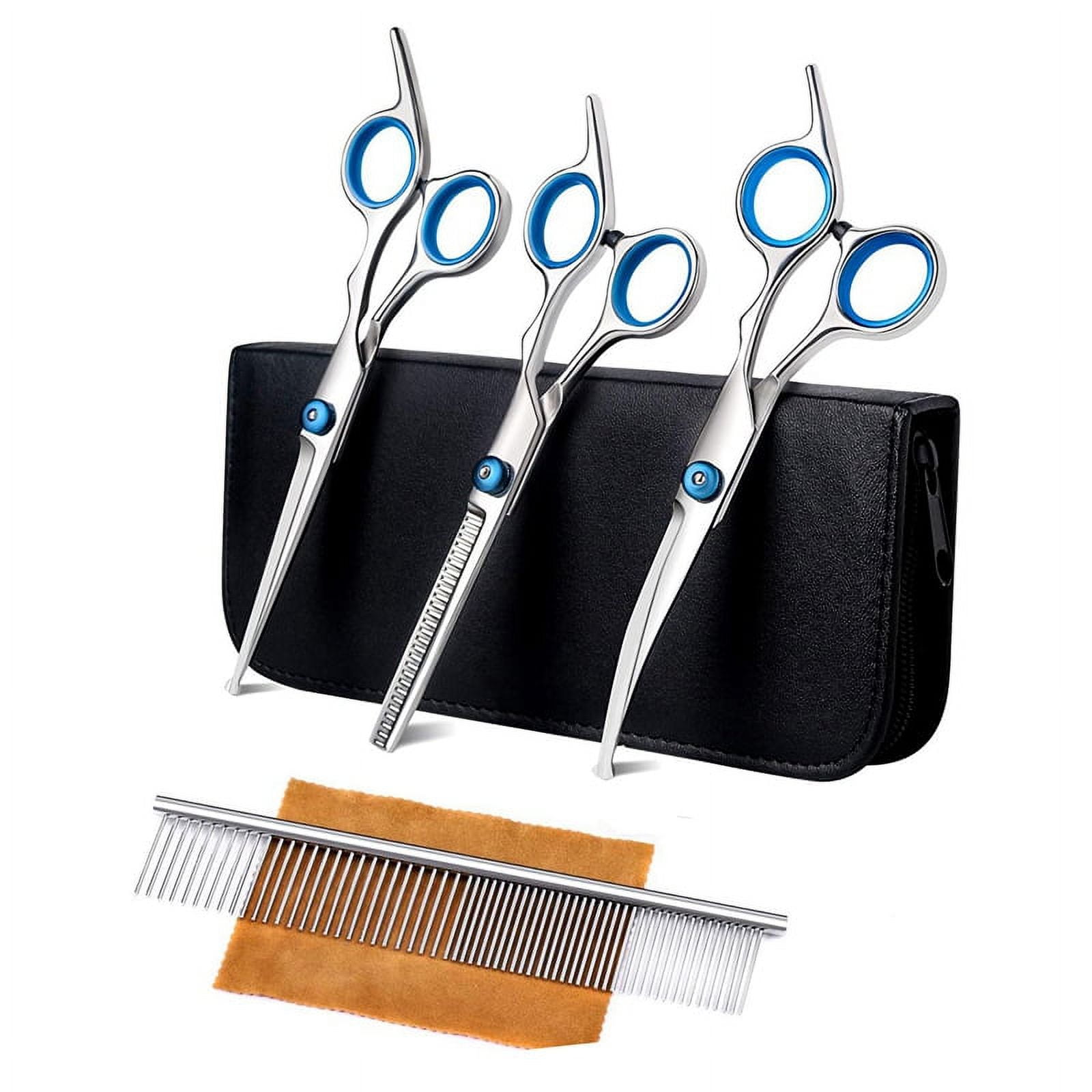 Dog Grooming Scissors Kit with Round Tip Thinning Cutting Shears with ...