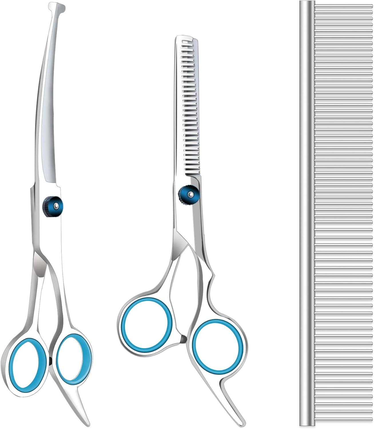 Dog Grooming Scissors with Safety Round Tips, Heavy Duty Titanium Pet ...