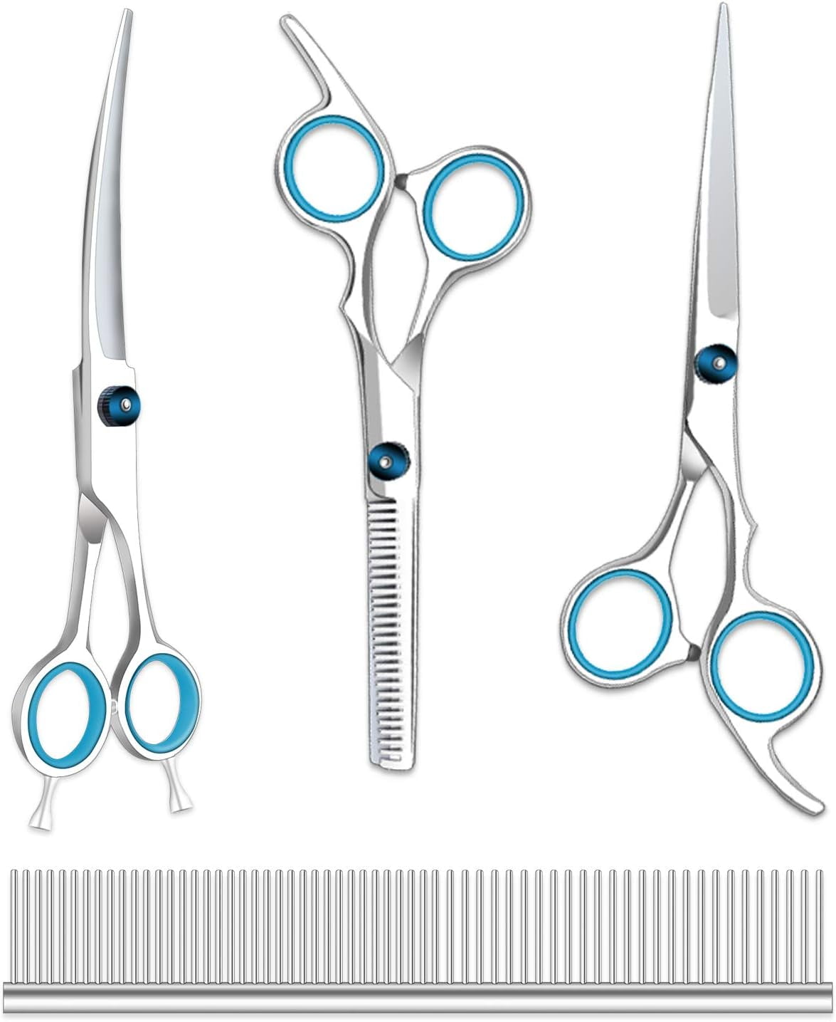 Dog Grooming Scissors with Safety Round Tips, Heavy Duty Titanium Pet ...